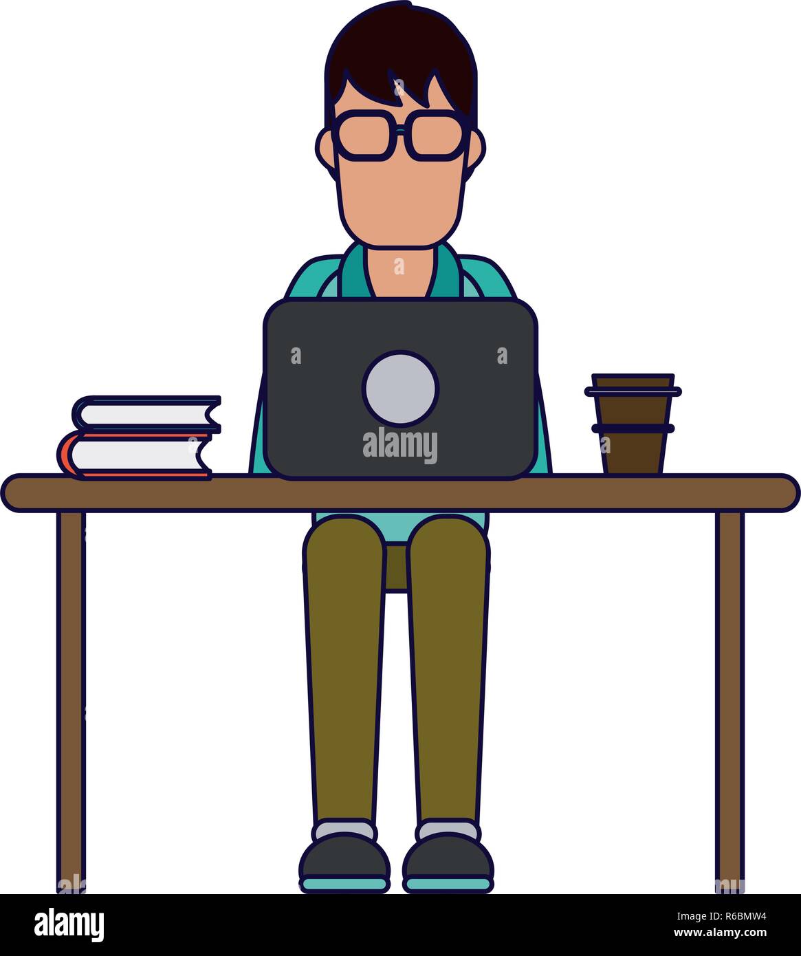 Working with computer avatar Stock Vector Image & Art - Alamy