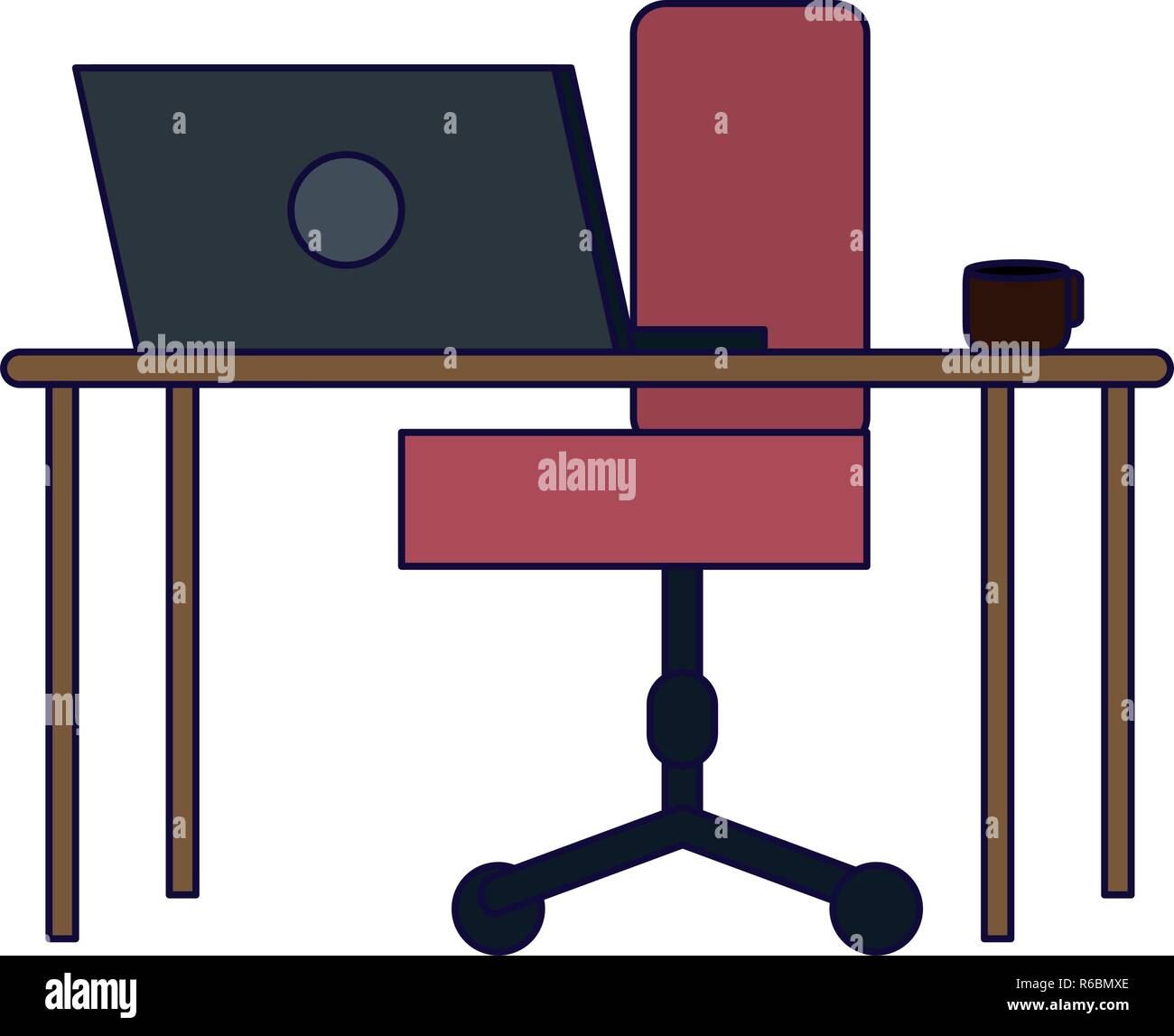 Office with computer Stock Vector Image & Art - Alamy