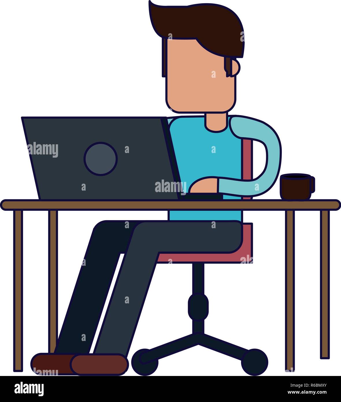 Working with computer avatar Stock Vector Image & Art - Alamy