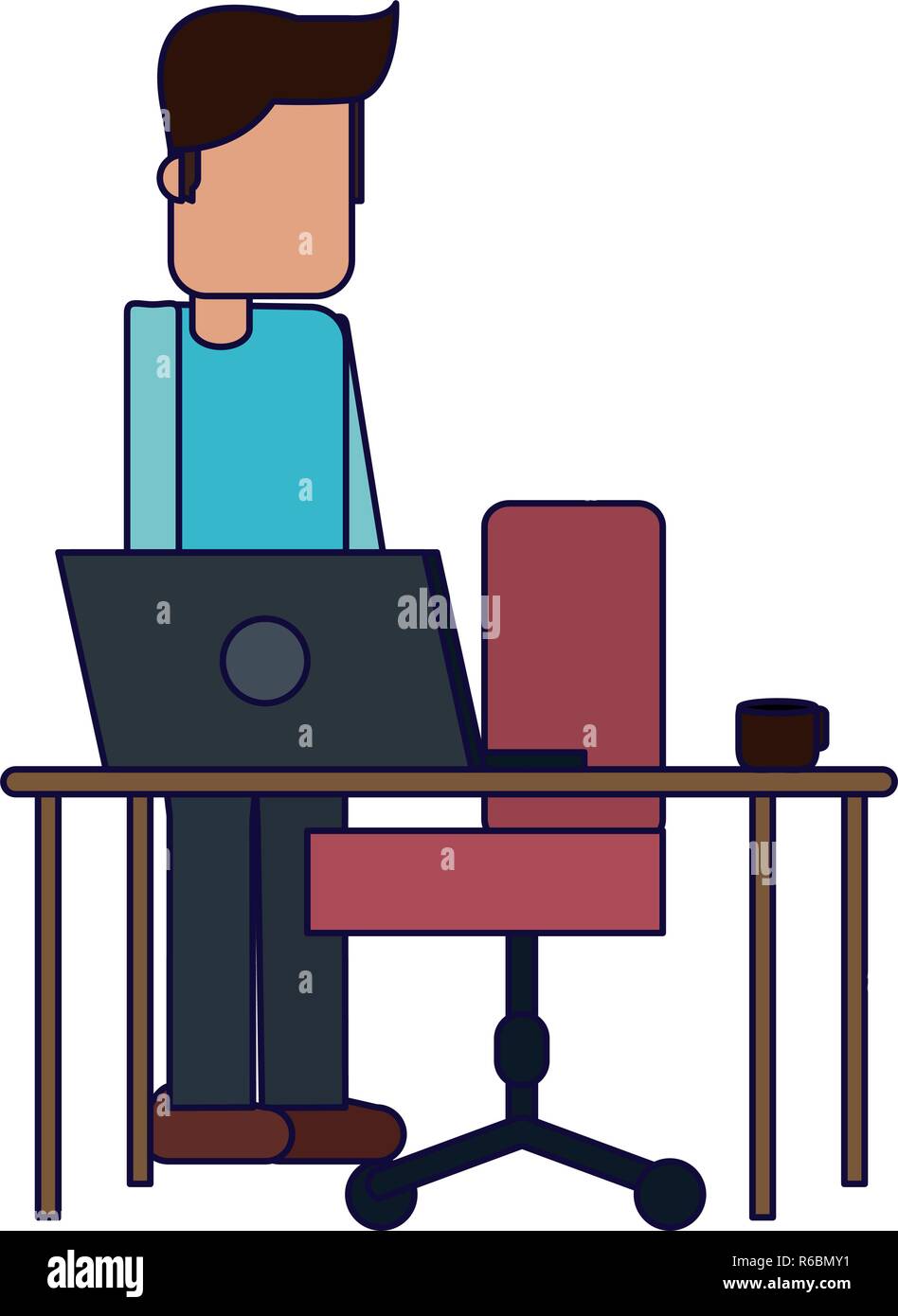 Working with computer avatar Stock Vector Image & Art - Alamy