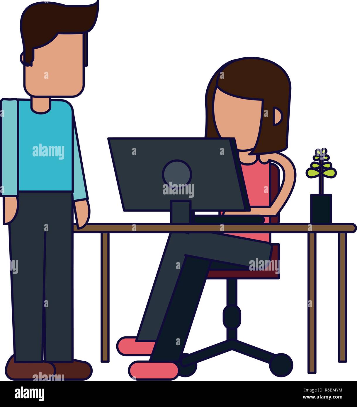 Working with computer avatar Stock Vector Image & Art - Alamy