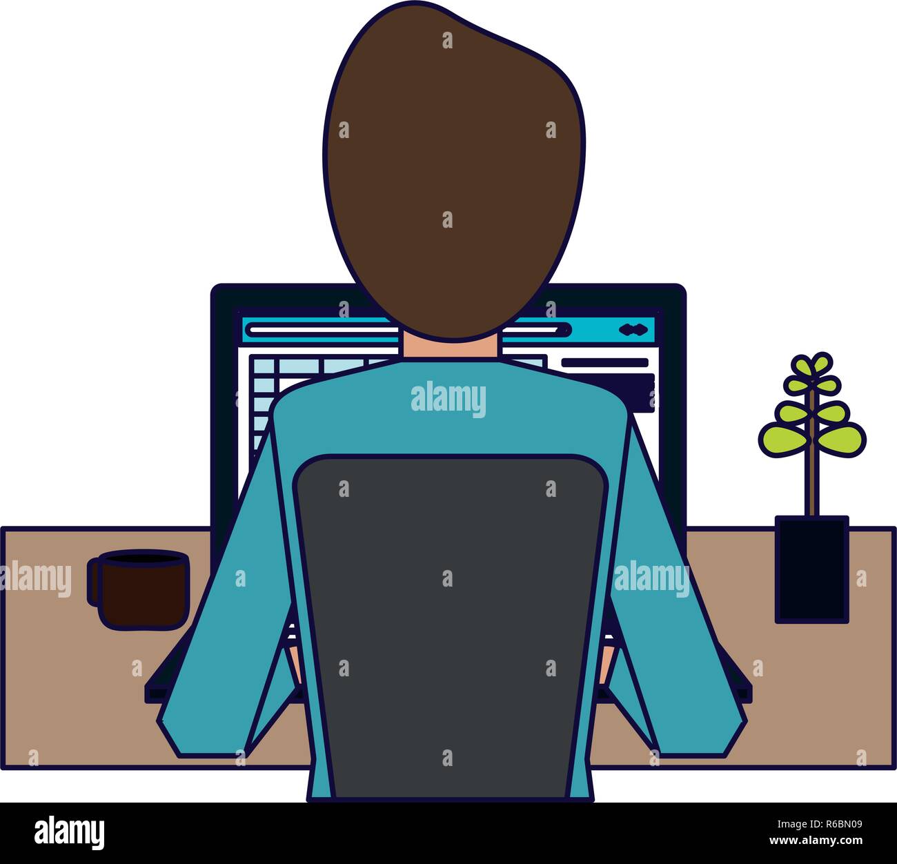 Working with computer avatar Stock Vector Image & Art - Alamy