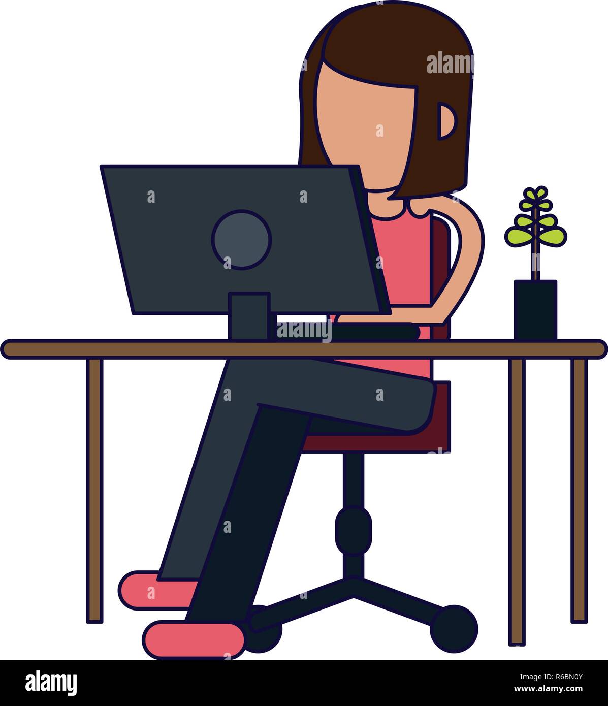 Working with computer avatar Stock Vector Image & Art - Alamy