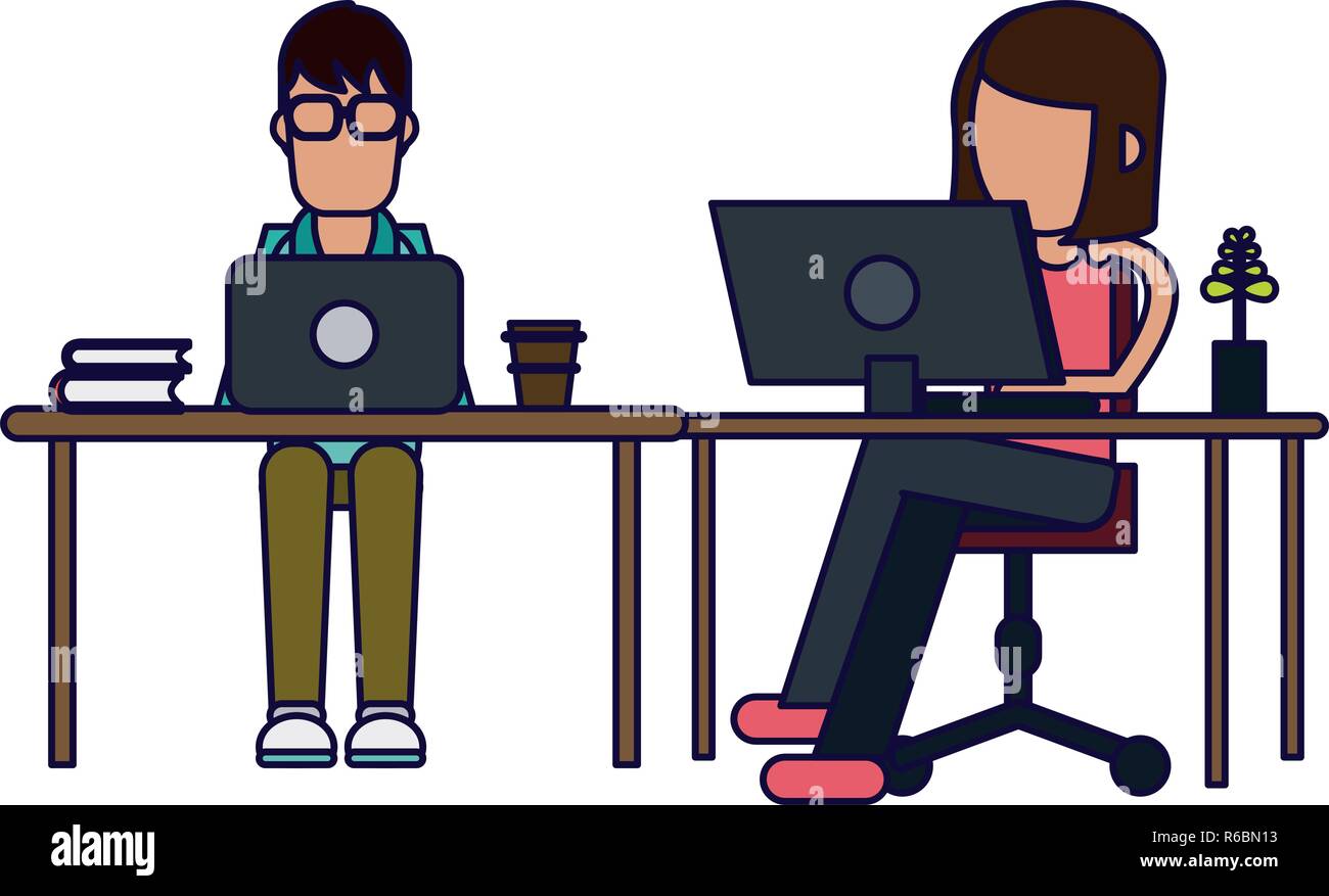 Working with computer avatar Stock Vector Image & Art - Alamy