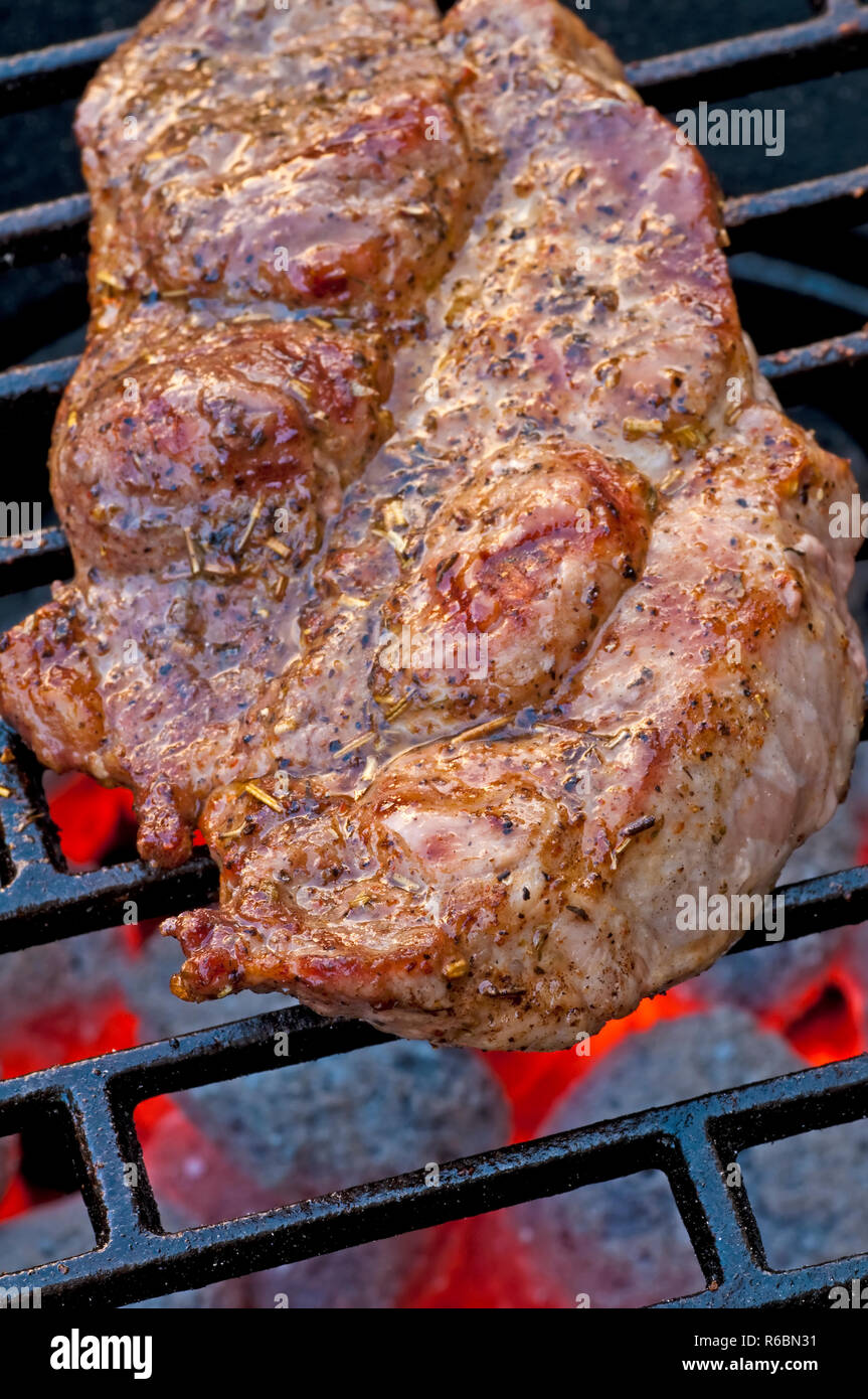 Roasted Pork Neck On Barbecue Stock Photo - Alamy