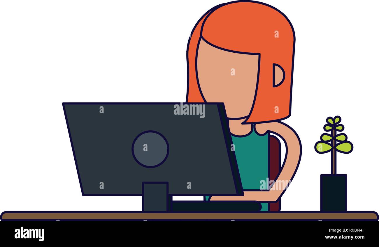Working with computer avatar Stock Vector Image & Art - Alamy
