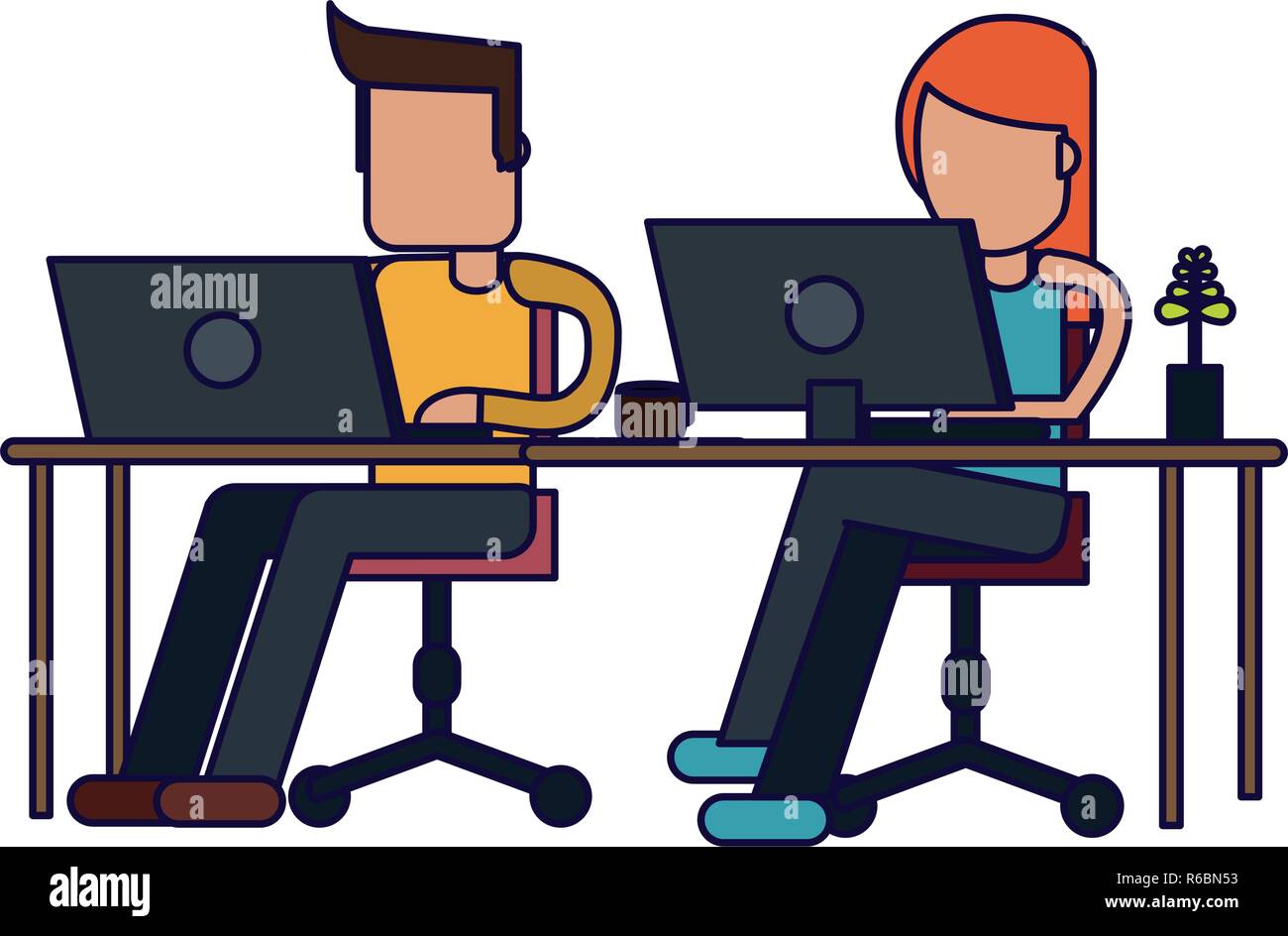 Working with computer avatar Stock Vector Image & Art - Alamy