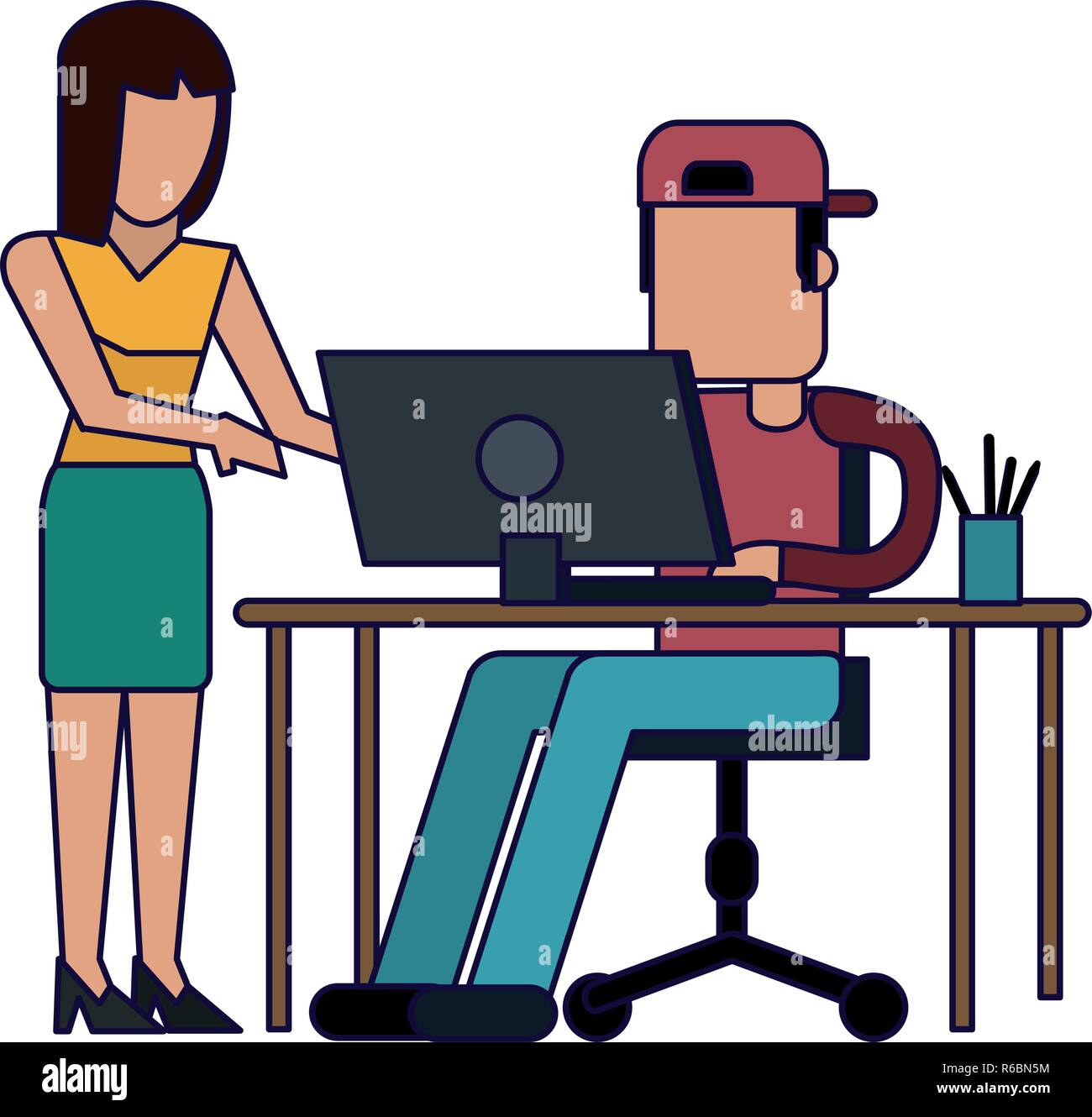Working with computer avatar Stock Vector Image & Art - Alamy