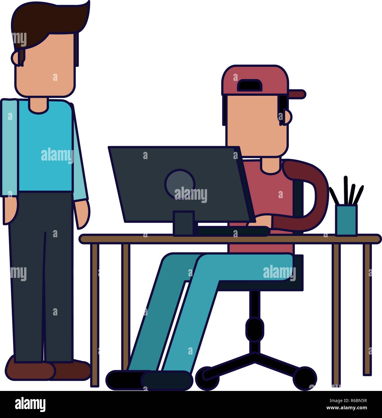 Working with computer avatar Stock Vector Image & Art - Alamy