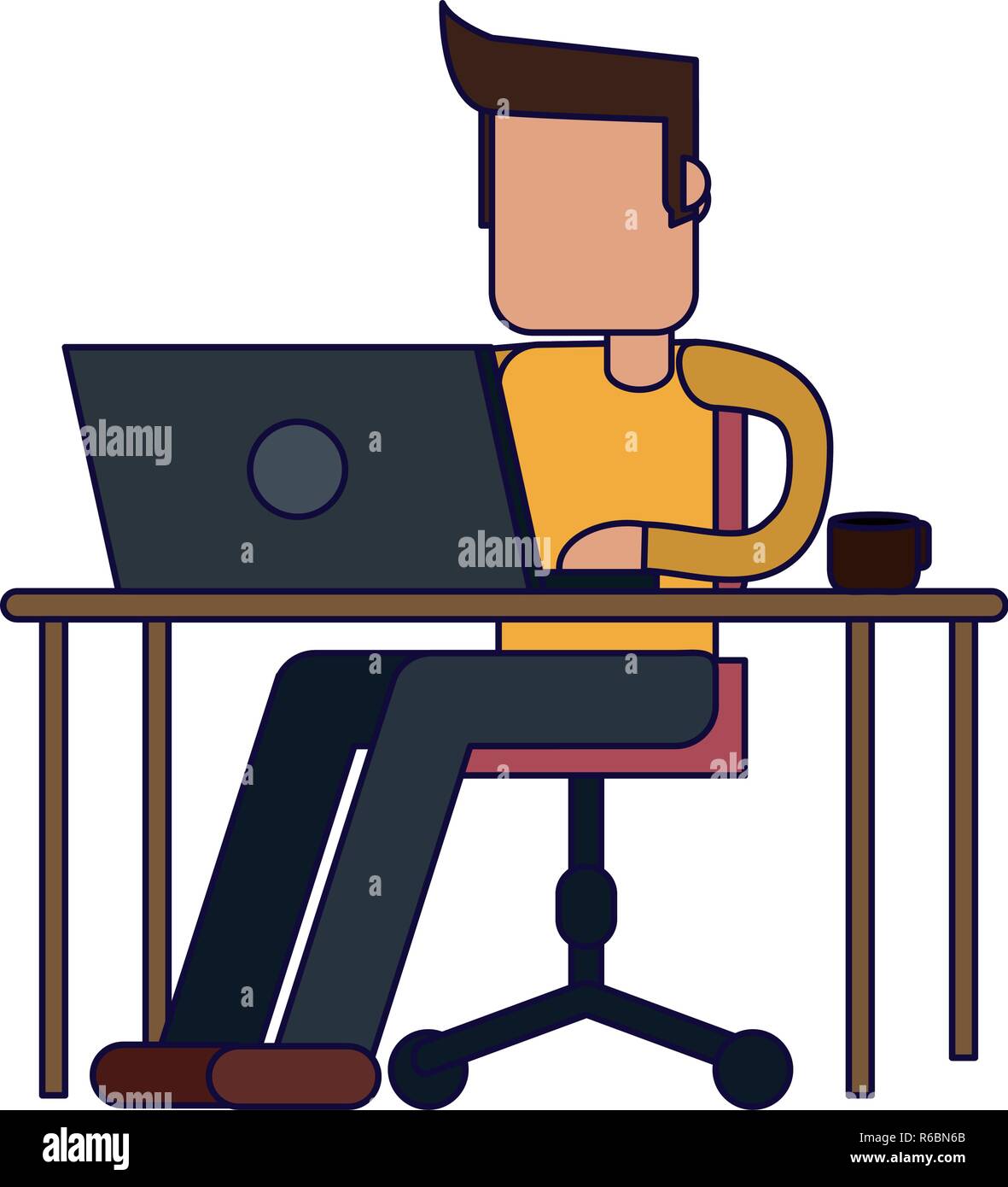 Working with computer avatar Stock Vector Image & Art - Alamy