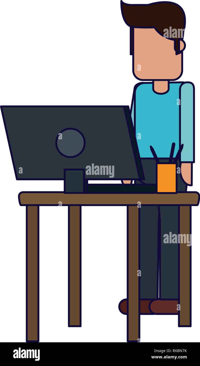 Working with computer avatar Stock Vector Image & Art - Alamy