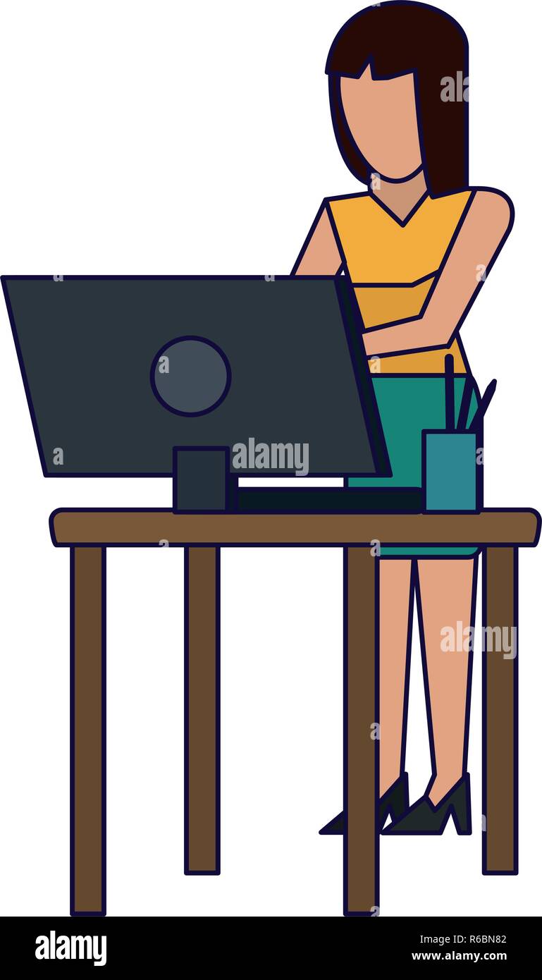Working with computer avatar Stock Vector Image & Art - Alamy