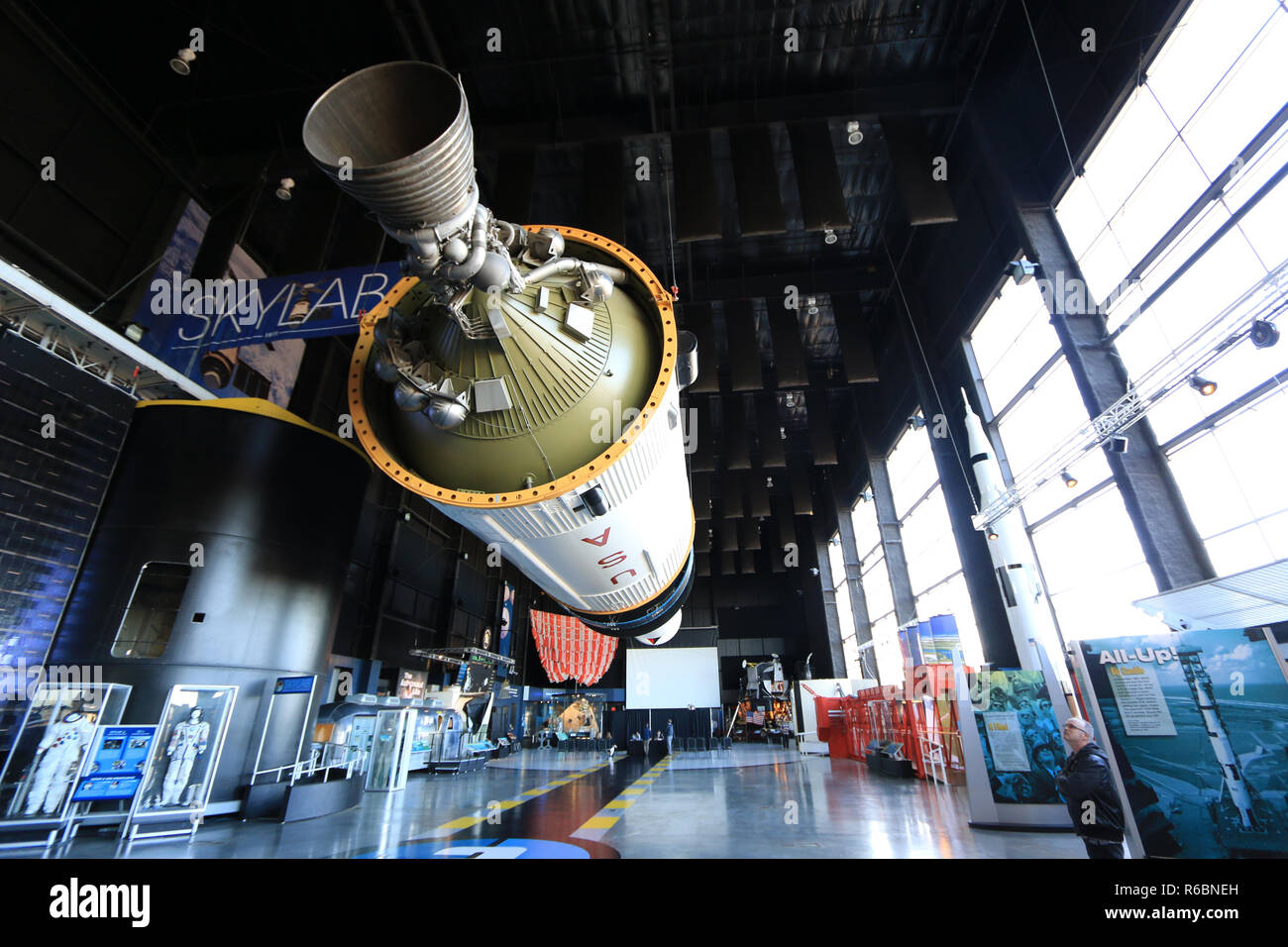 The J-2 rocket engine mounted to the bottom of the third stage of the ...