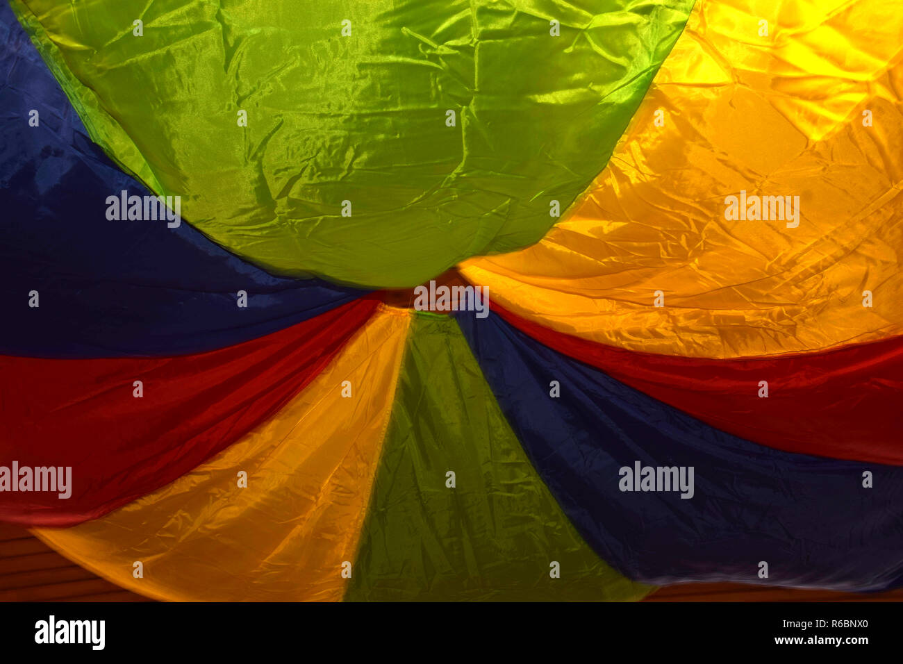 parachute indoor as decoration background, colorful game parachute made ...