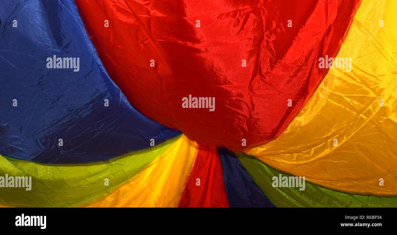 decoration silk parachute background, colorful game parachute made of ...