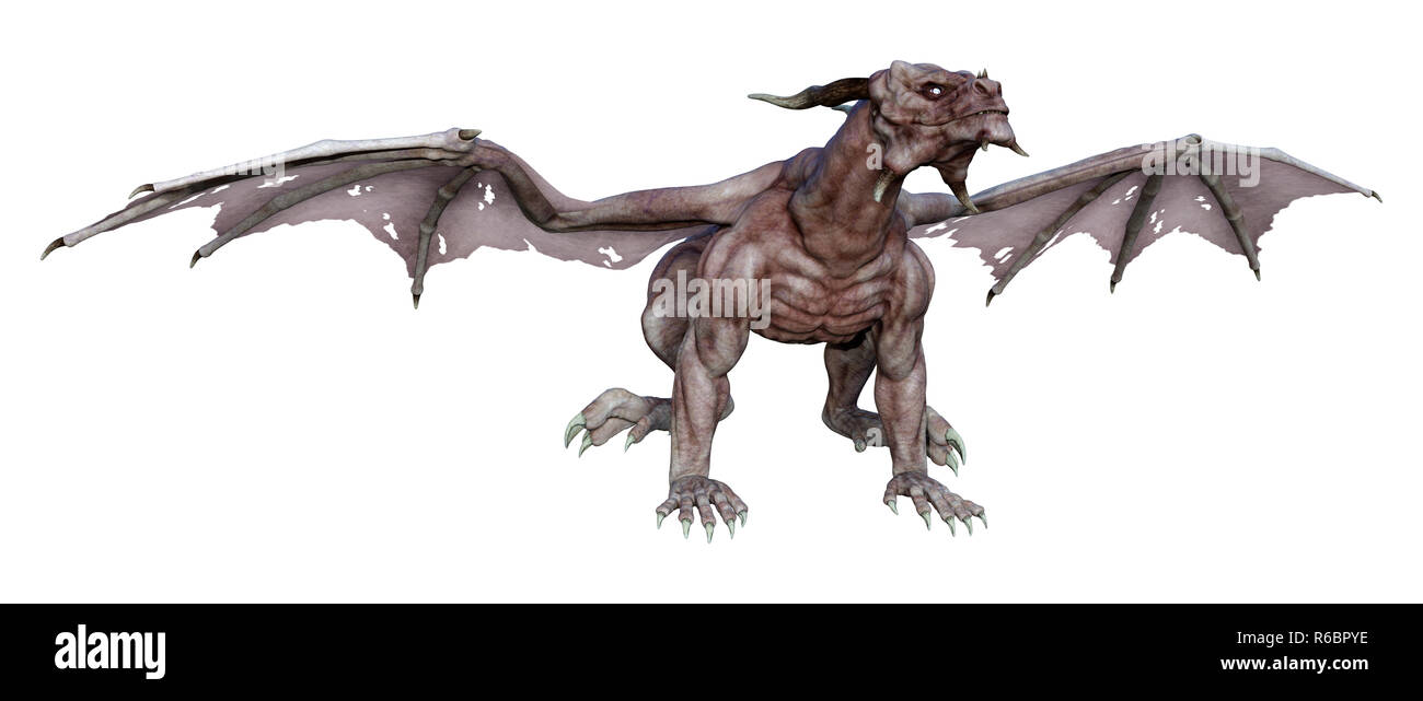 3D Rendering Fantasy Vampire Dragon on White Stock Photo - Alamy