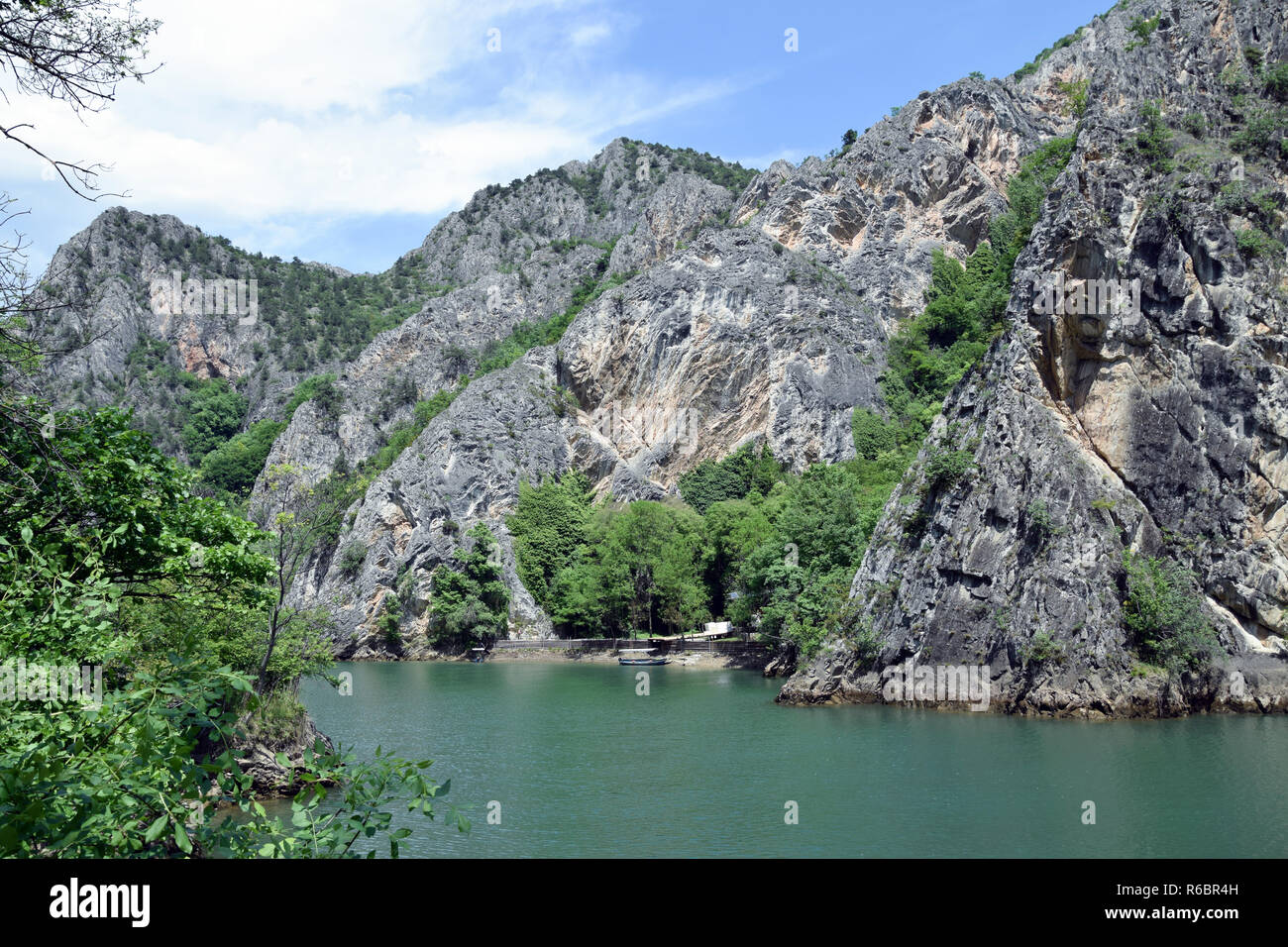 Matka Lake in Matka canyon. Tourist attraction near Skopje city ...