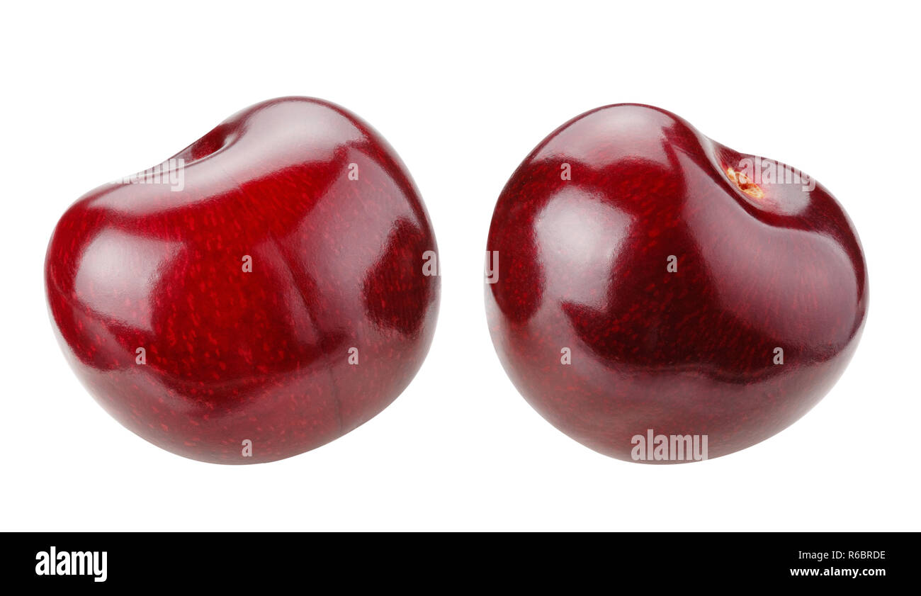 Cherry. Two berries isolated on white background Stock Photo - Alamy