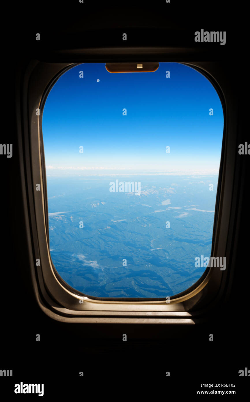 Aerial view from airplane window with the sky and cloud Stock Photo - Alamy