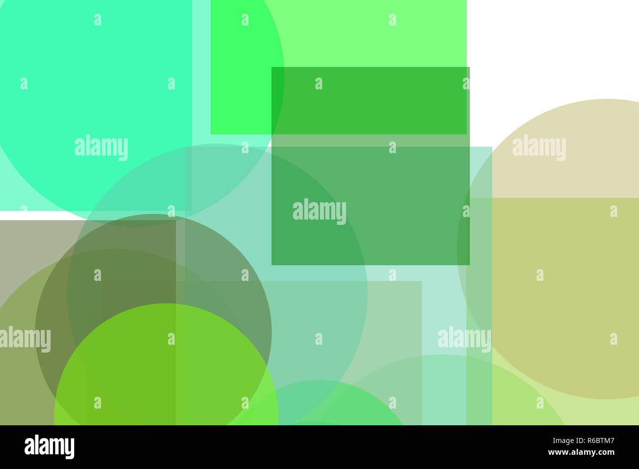 Abstract green circles squares illustration background Stock Photo - Alamy