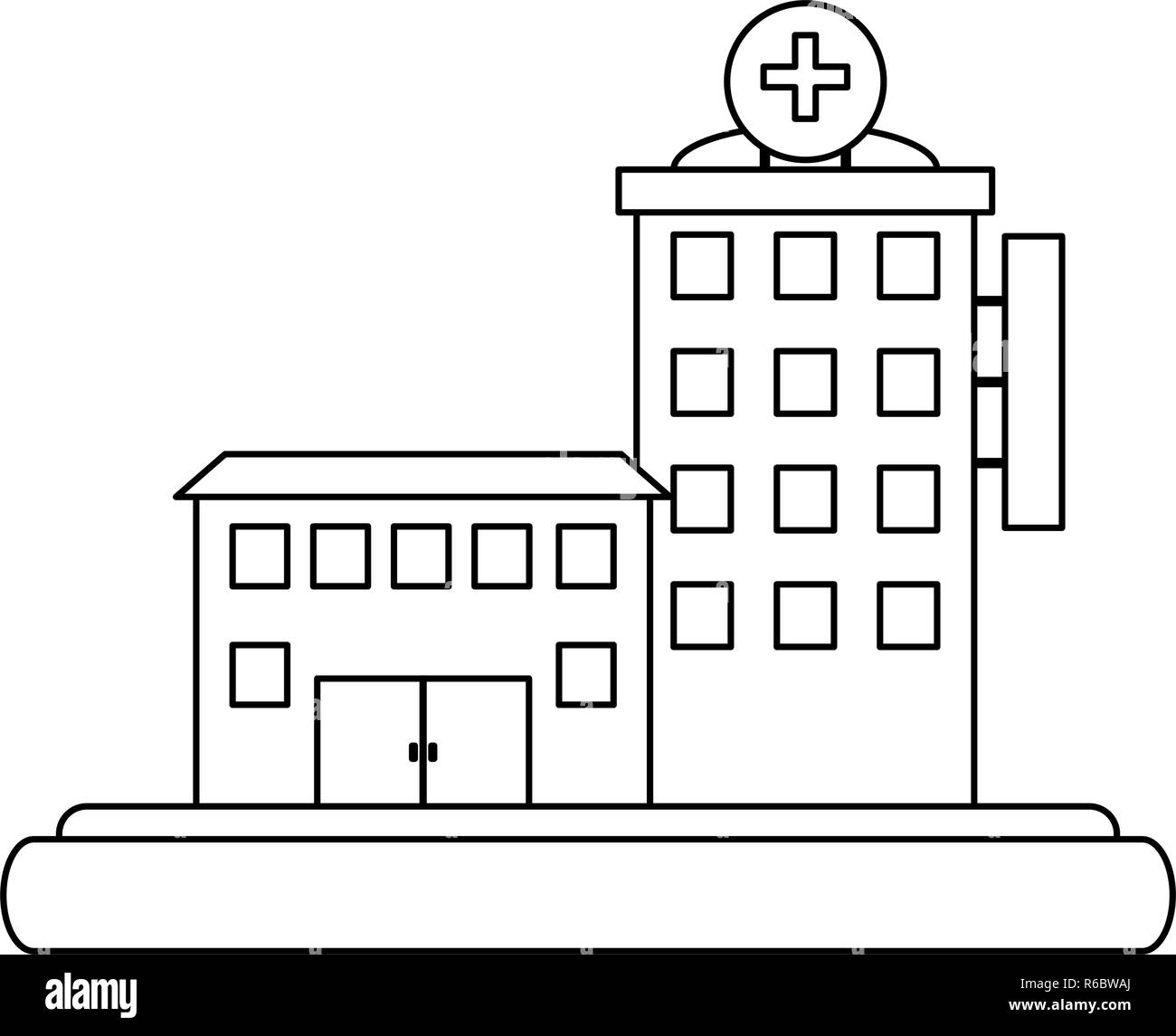 Hospital Building Clipart Black And White
