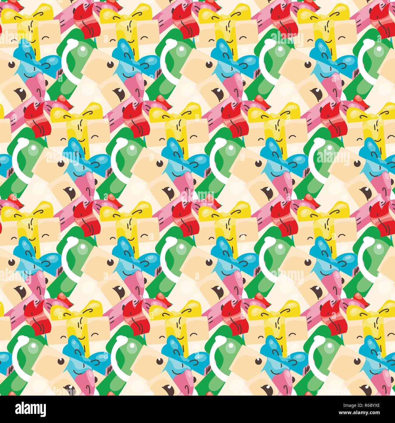 Funny doodle seamless pattern with gift boxes. Cute for prints, cards ...