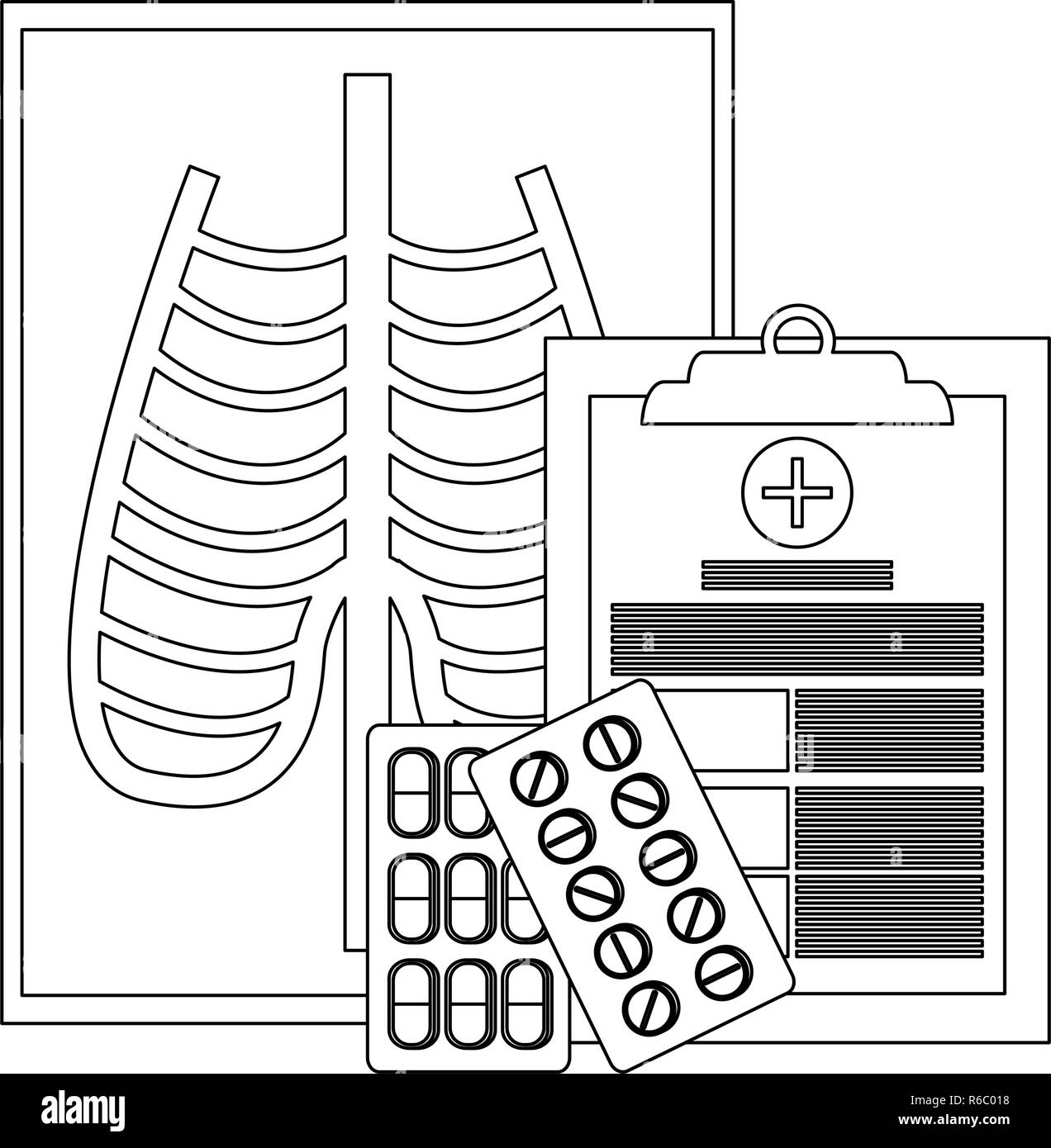 Medical elements concept black and white Stock Vector Image & Art - Alamy