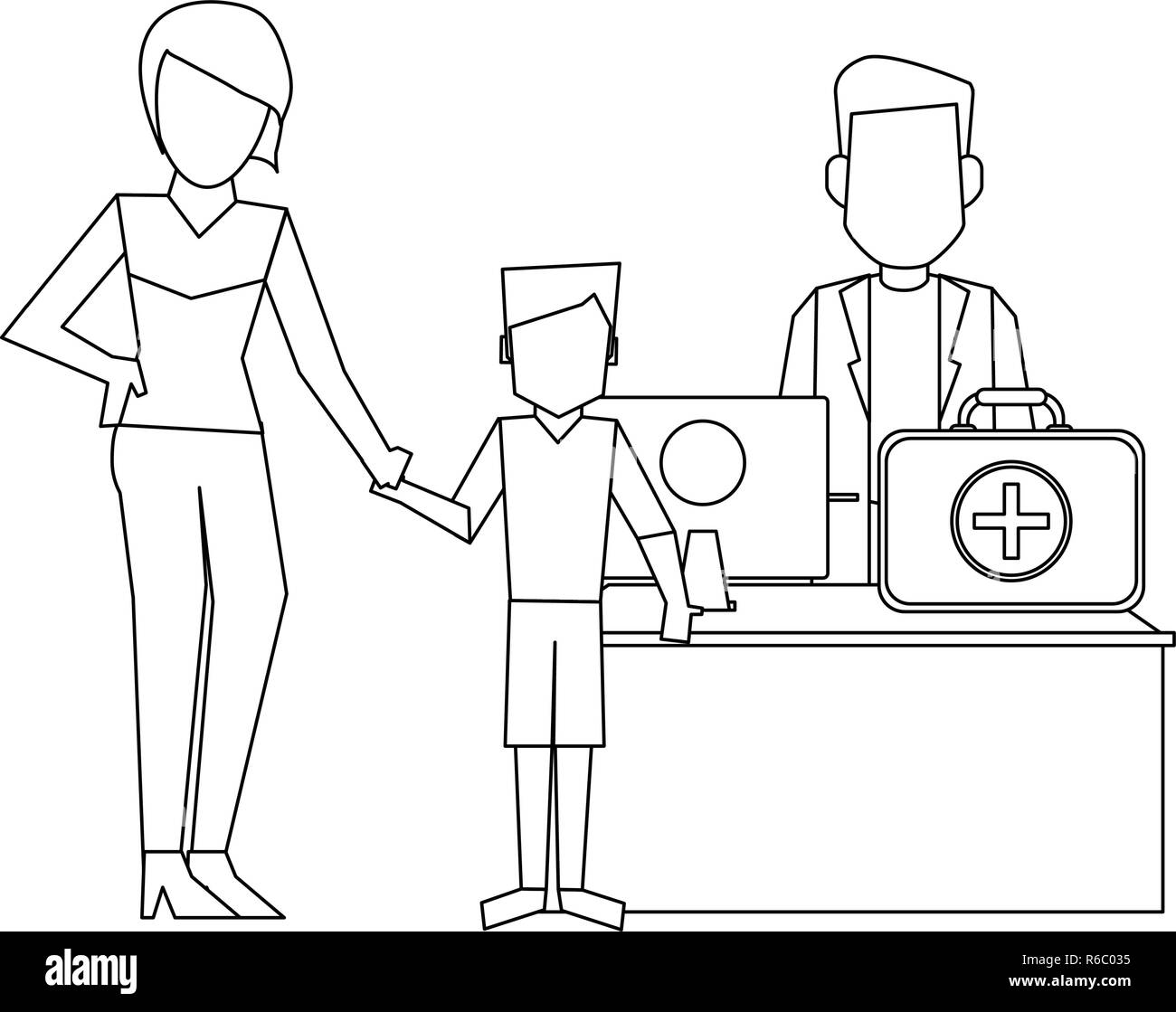 Doctor and patients black and white Stock Vector Image & Art - Alamy