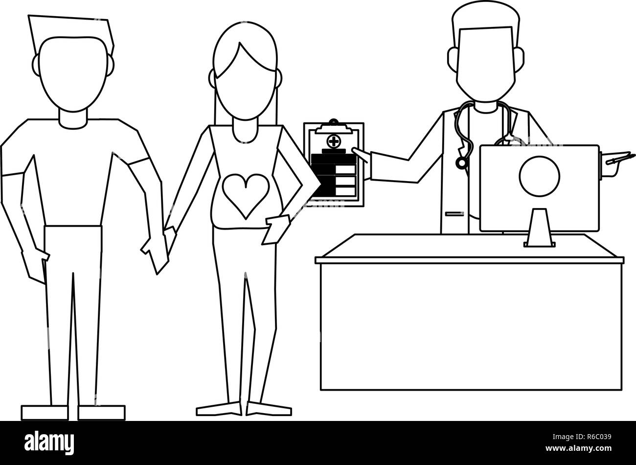 Doctor and patients black and white Stock Vector Image & Art - Alamy