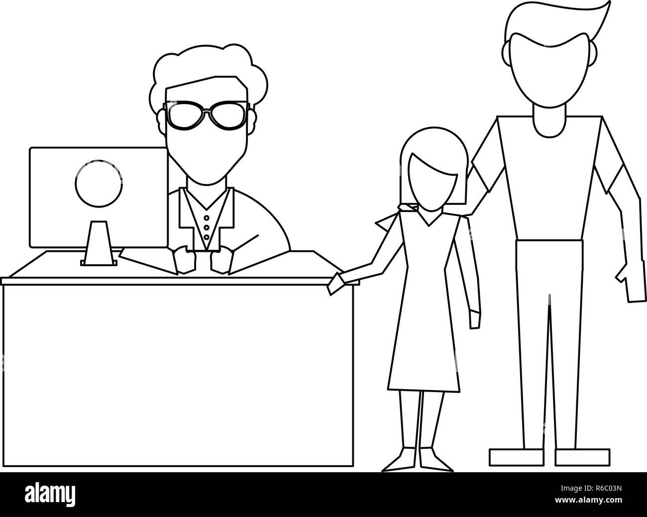 Doctor and patients black and white Stock Vector Image & Art - Alamy