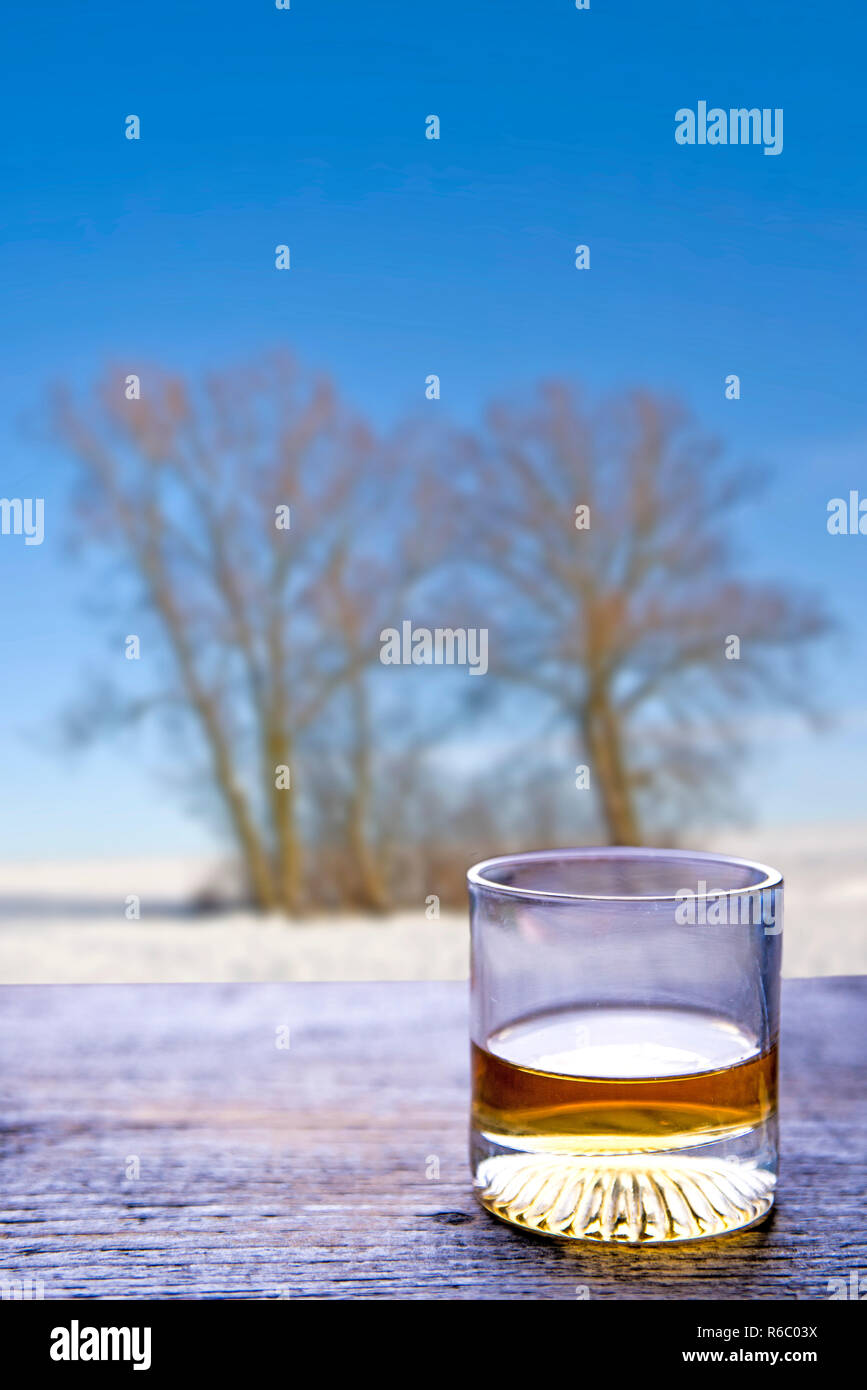 Whisky With Winter Landscape Stock Photo - Alamy