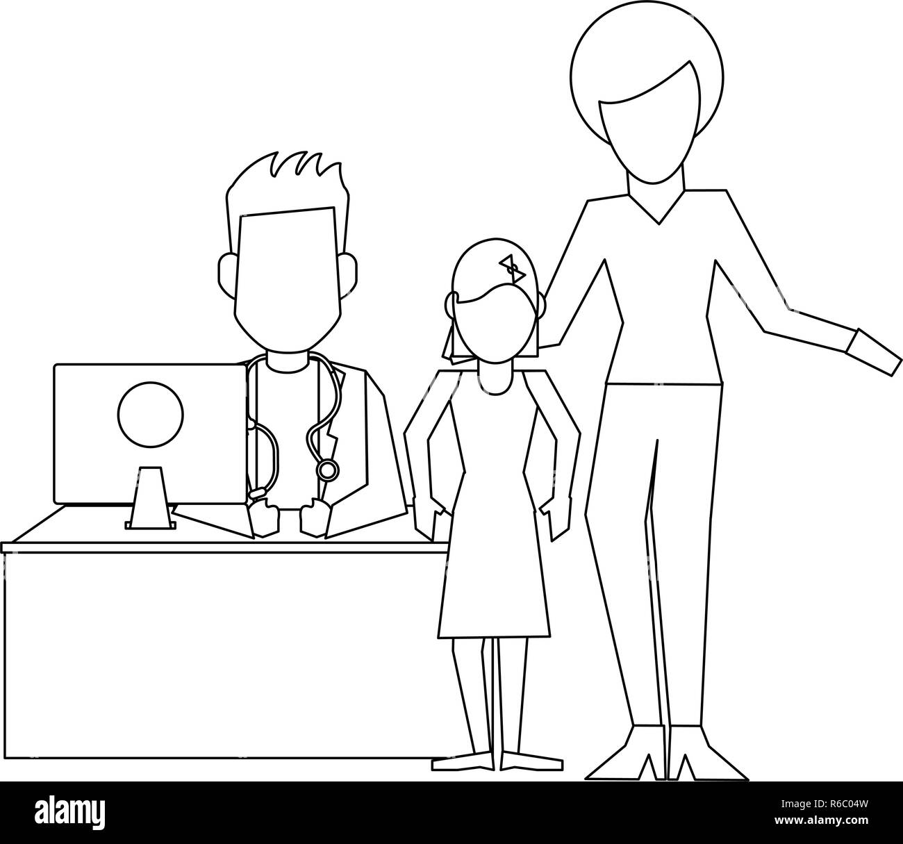 Doctor and patients black and white Stock Vector Image & Art - Alamy