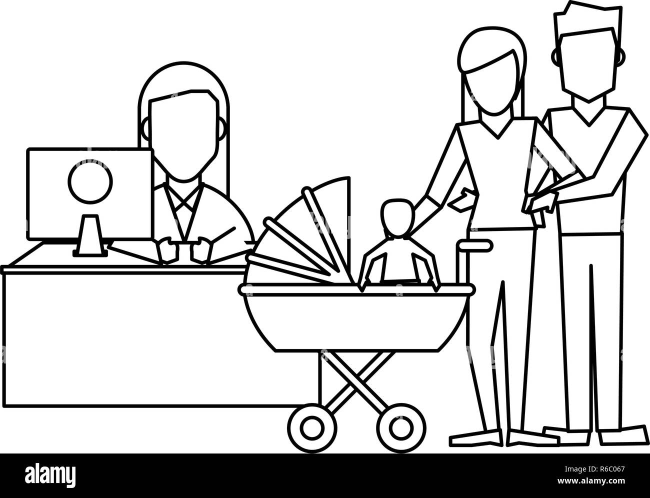 Doctor and patients black and white Stock Vector Image & Art - Alamy