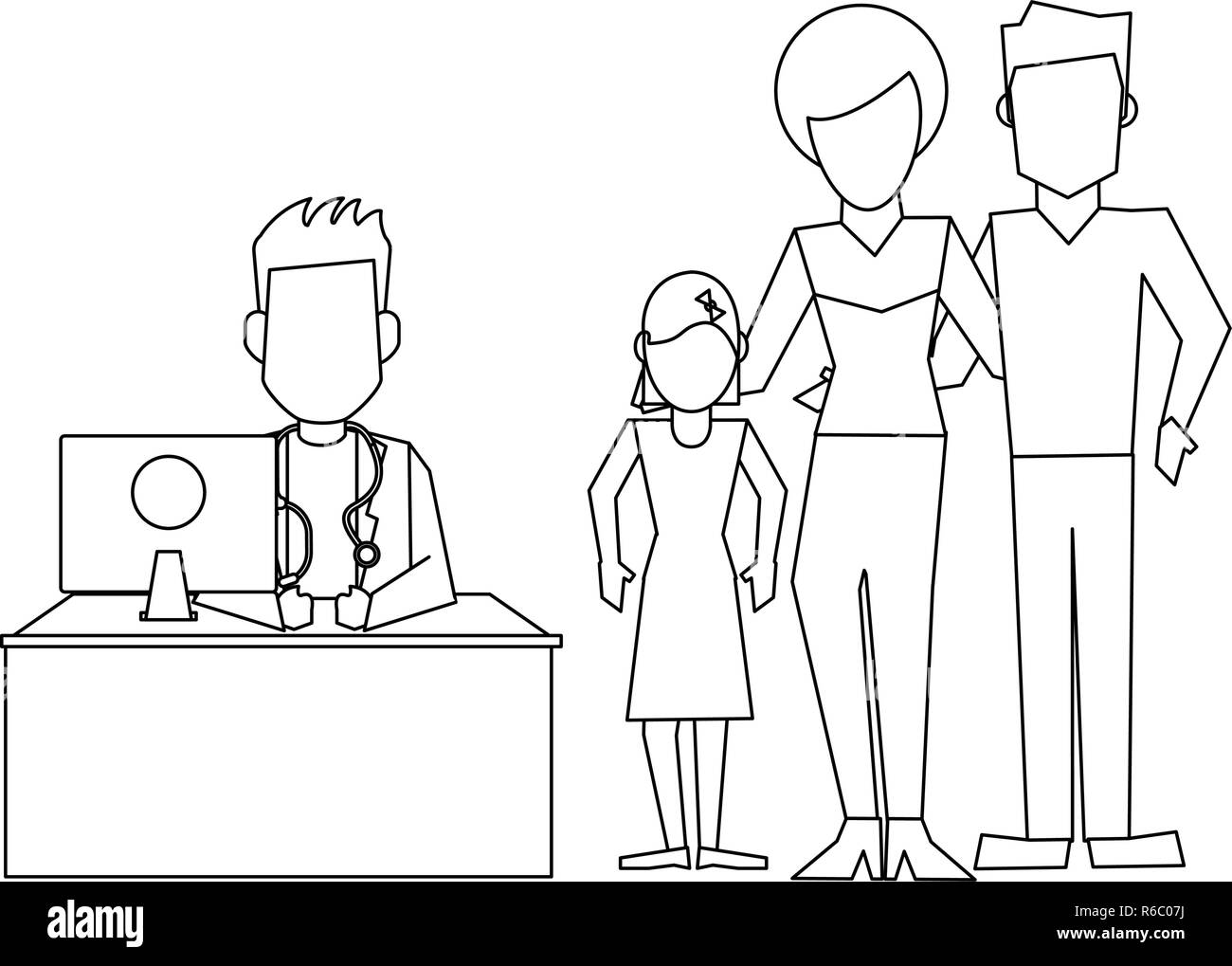 Doctor and patients black and white Stock Vector Image & Art - Alamy