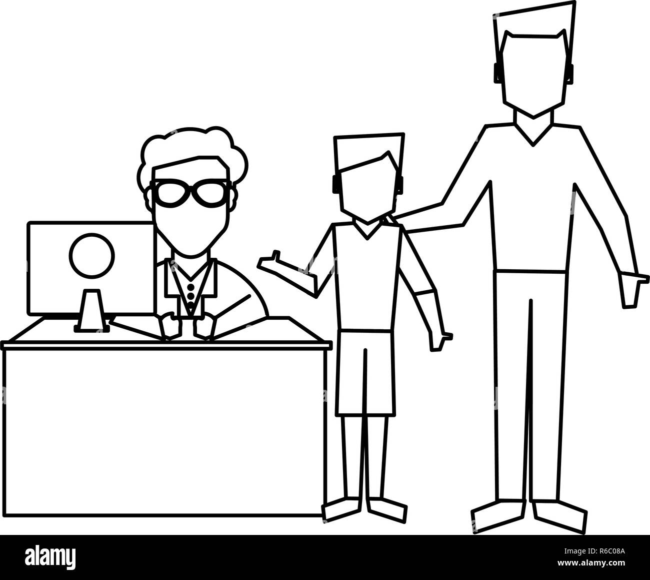 Doctor and patients black and white Stock Vector Image & Art - Alamy