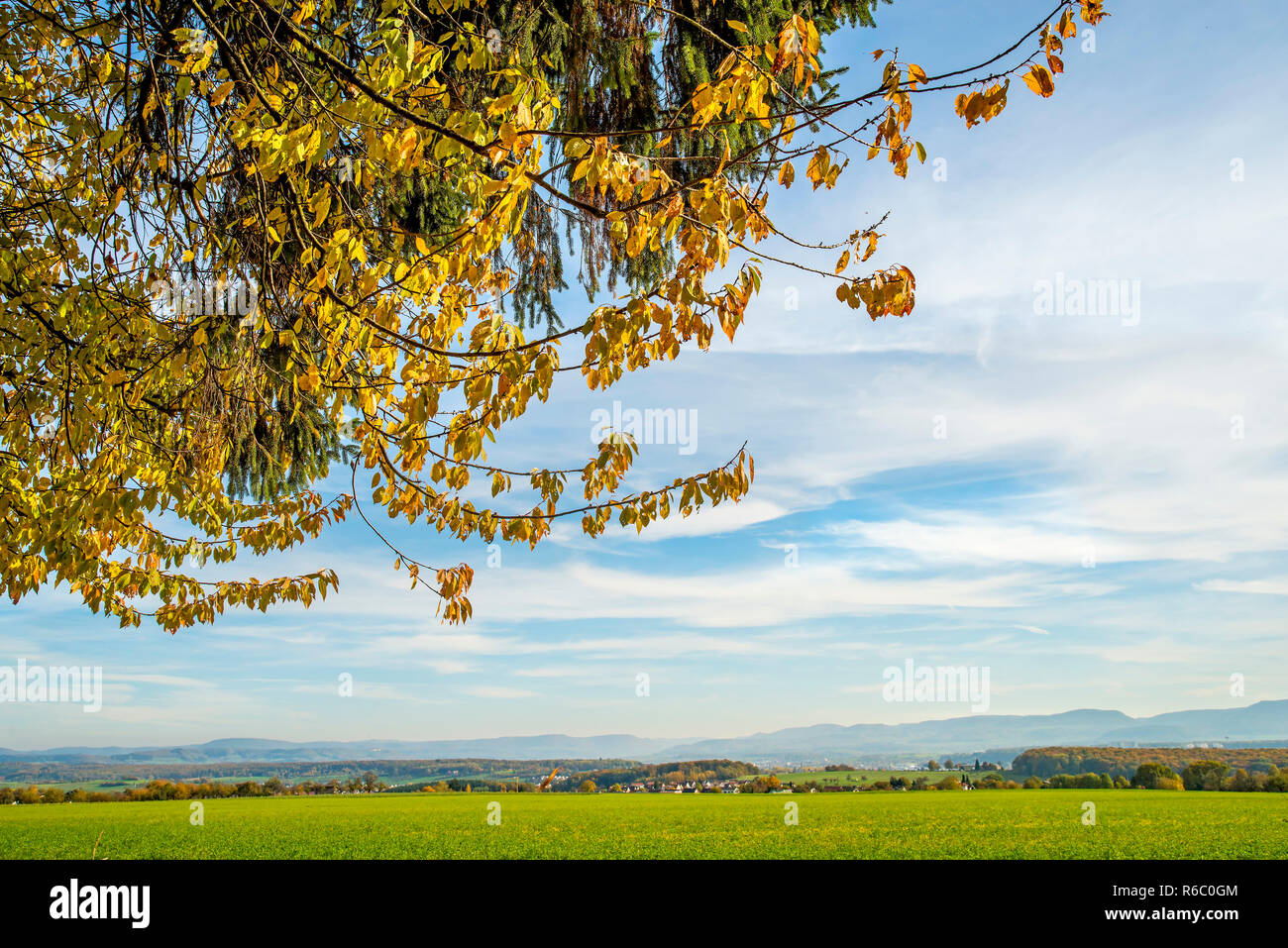 Country Idyll With View To German Highlands Stock Photo - Alamy