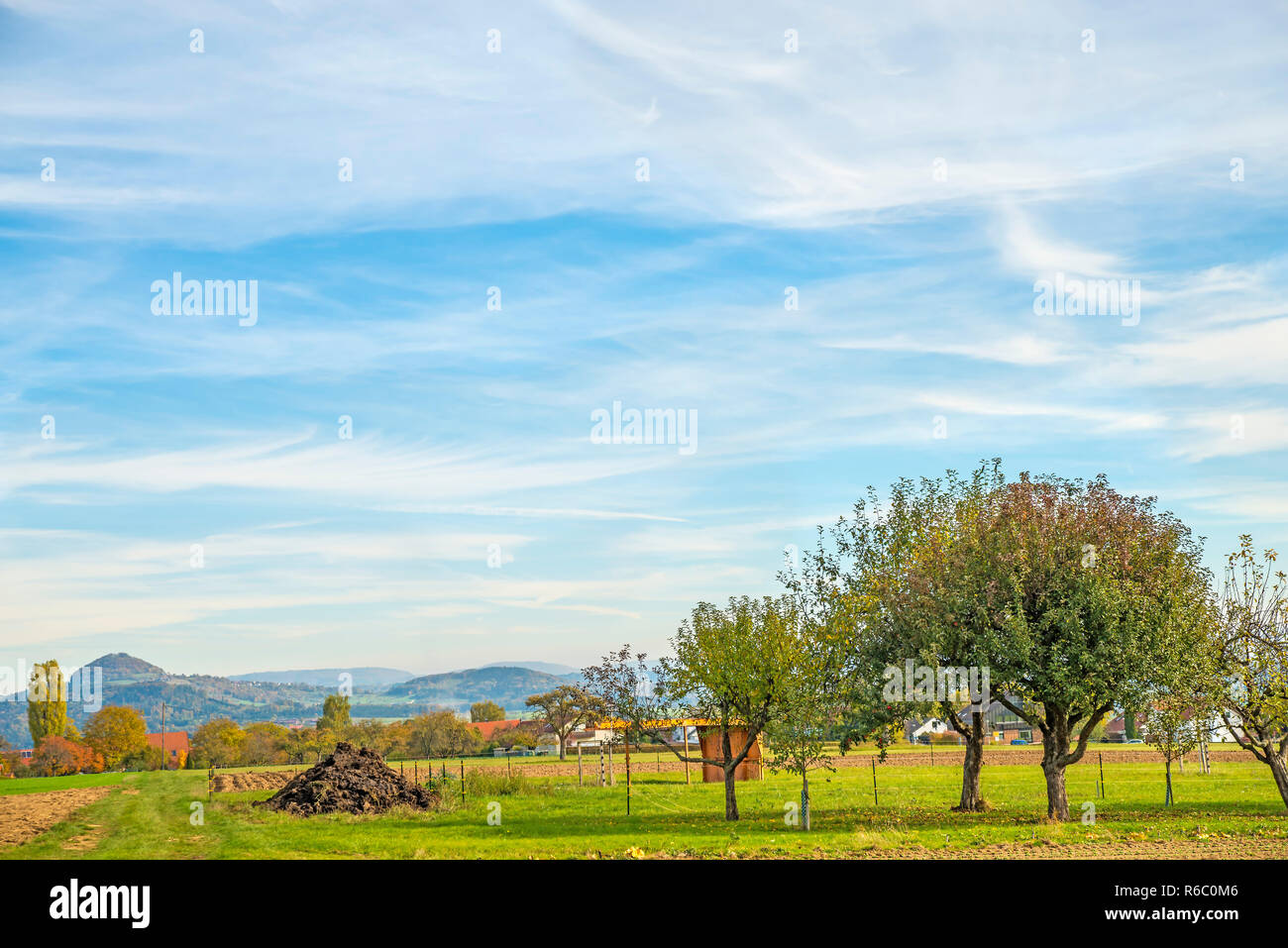 Country Idyll With View To German Highlands Stock Photo - Alamy
