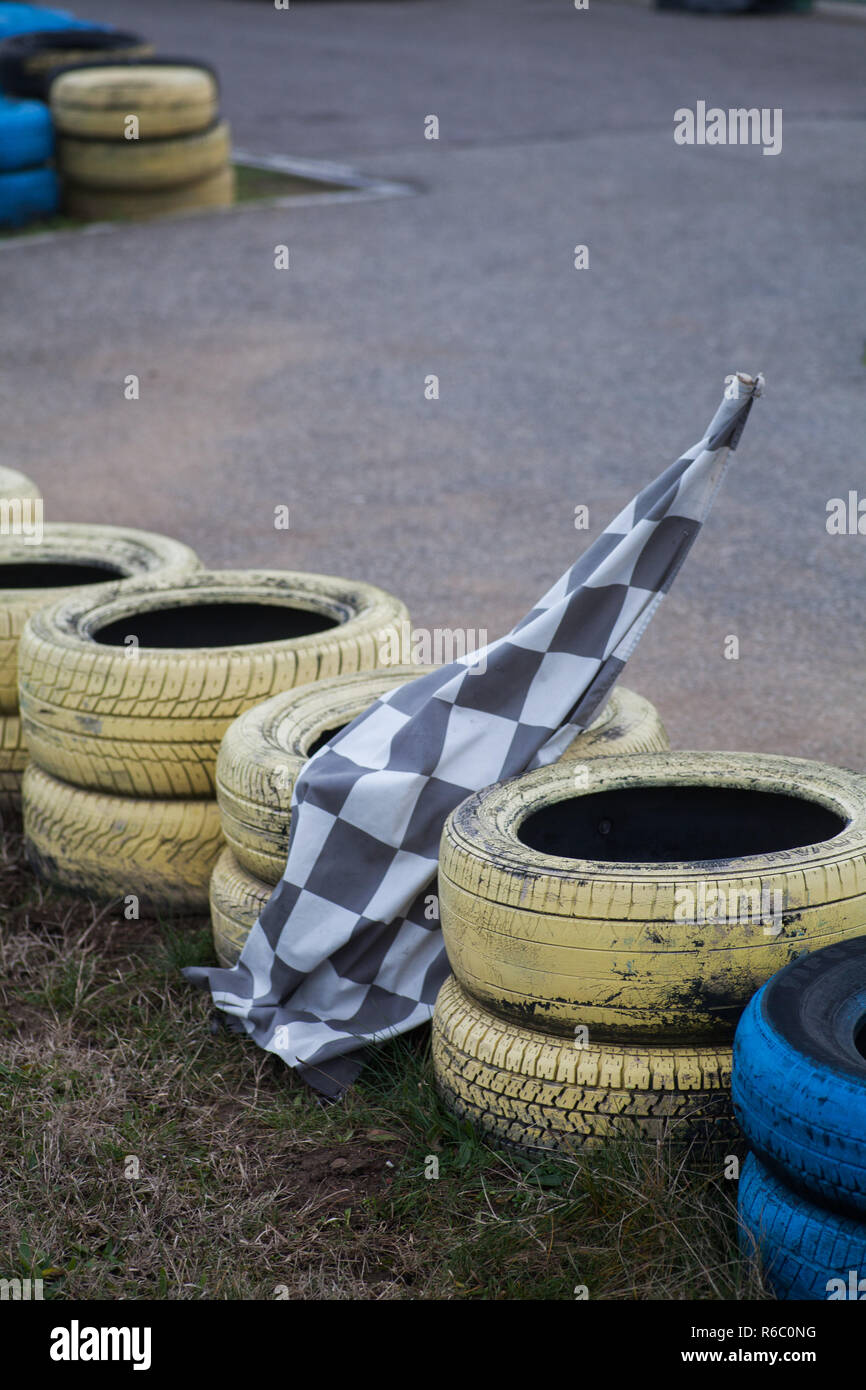 Race flag on a race track Stock Photo - Alamy