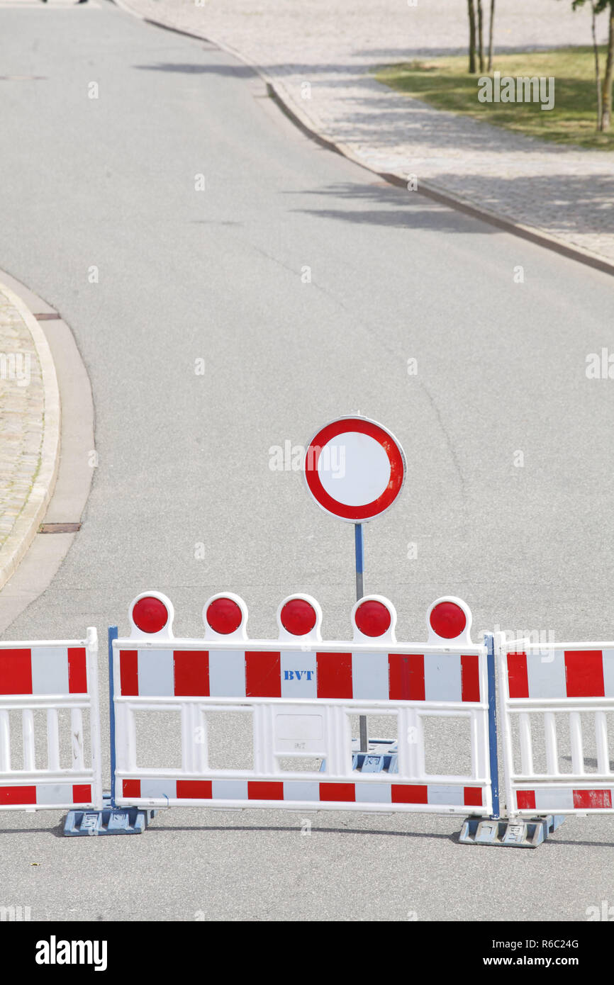 Prohibition For Motor Vehicles Roadblock Road Signage Warning Signs ...