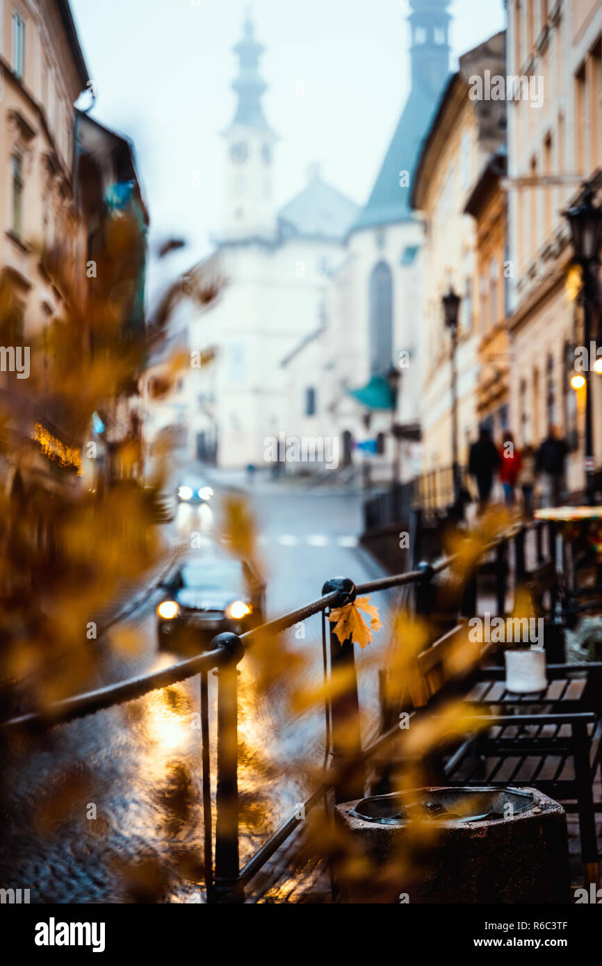 Typical European City Scene Cathedral Church Architecture Overcast ...
