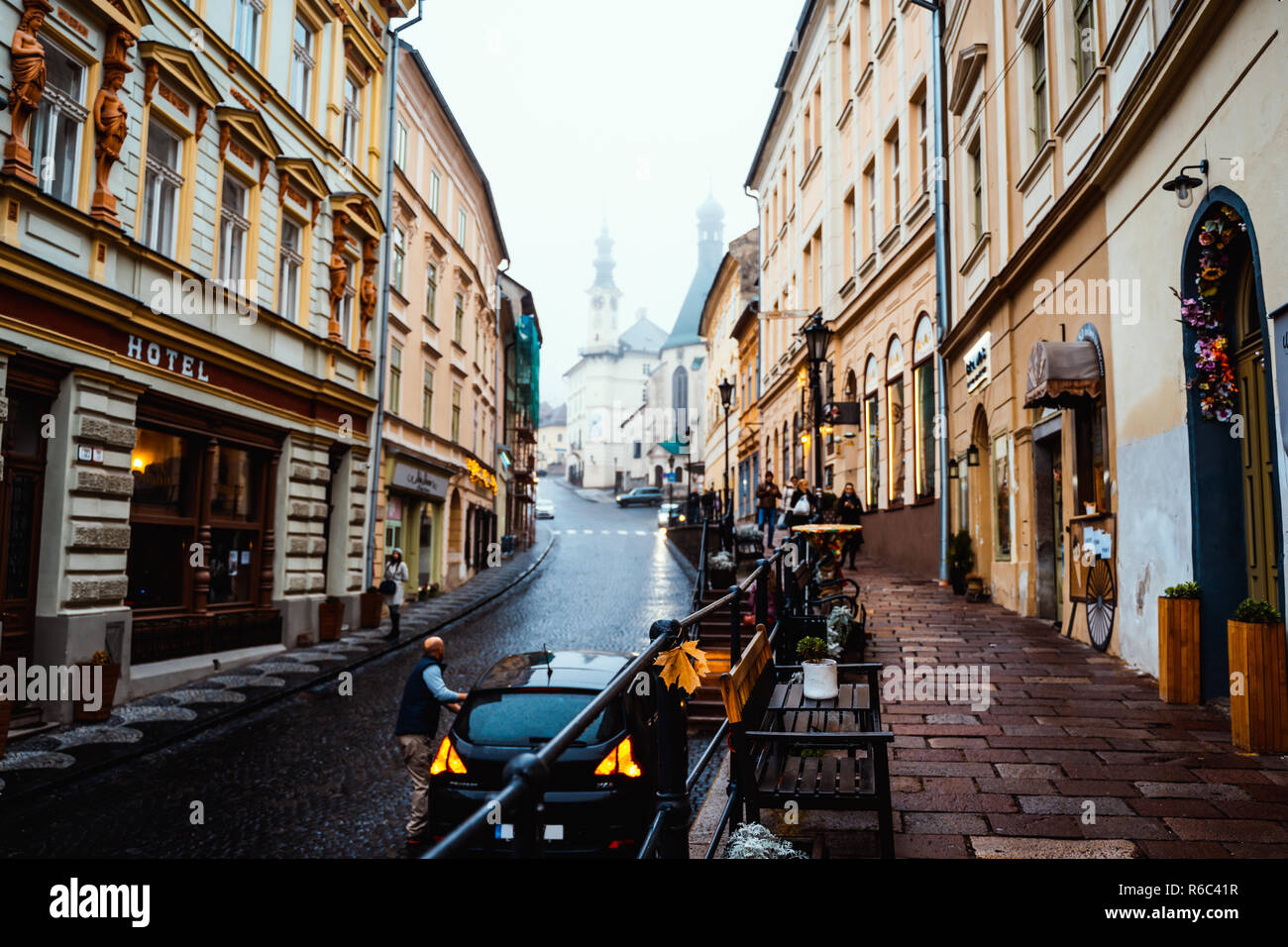 Typical European City Scene Cathedral Church Architecture Overcast ...