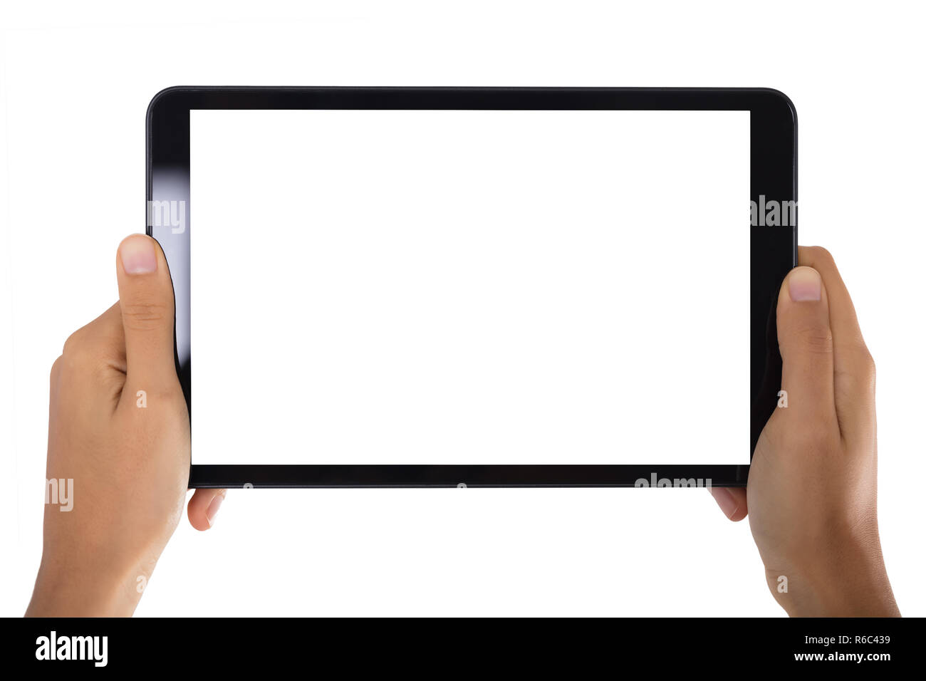 Person's Hand Holding Digital Tablet With Blank Screen Stock Photo - Alamy