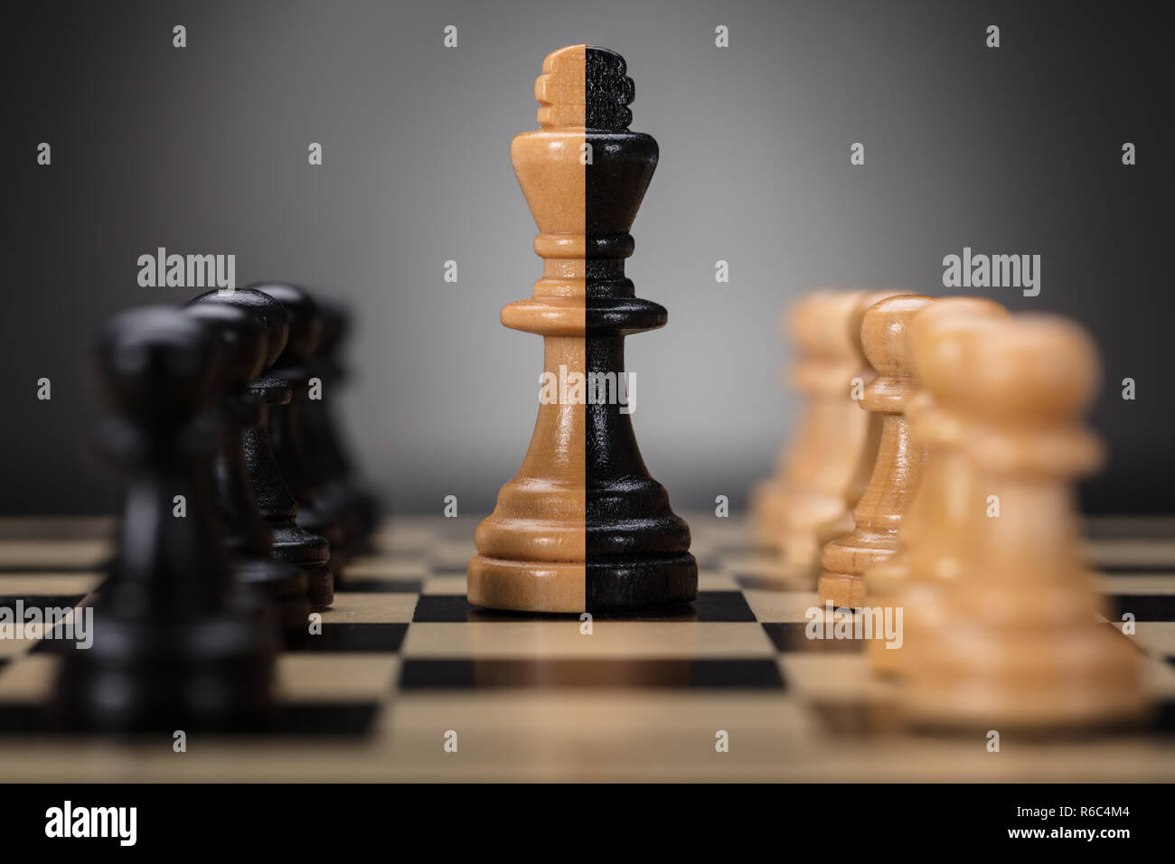 King And Pawns On Chess Board Stock Photo - Alamy