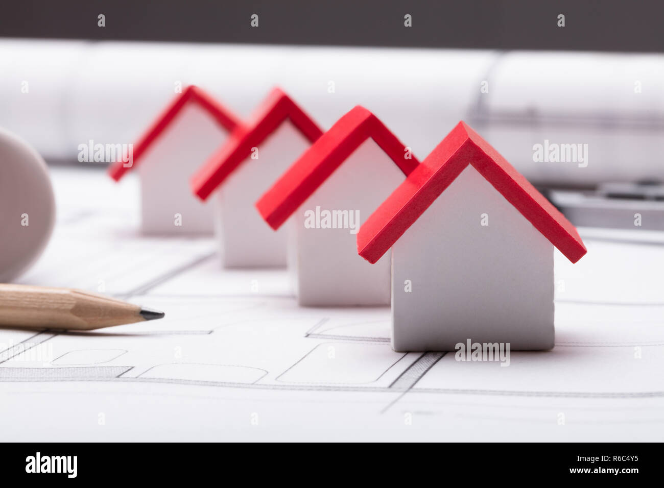Close-up Of House Model In A Row Stock Photo - Alamy