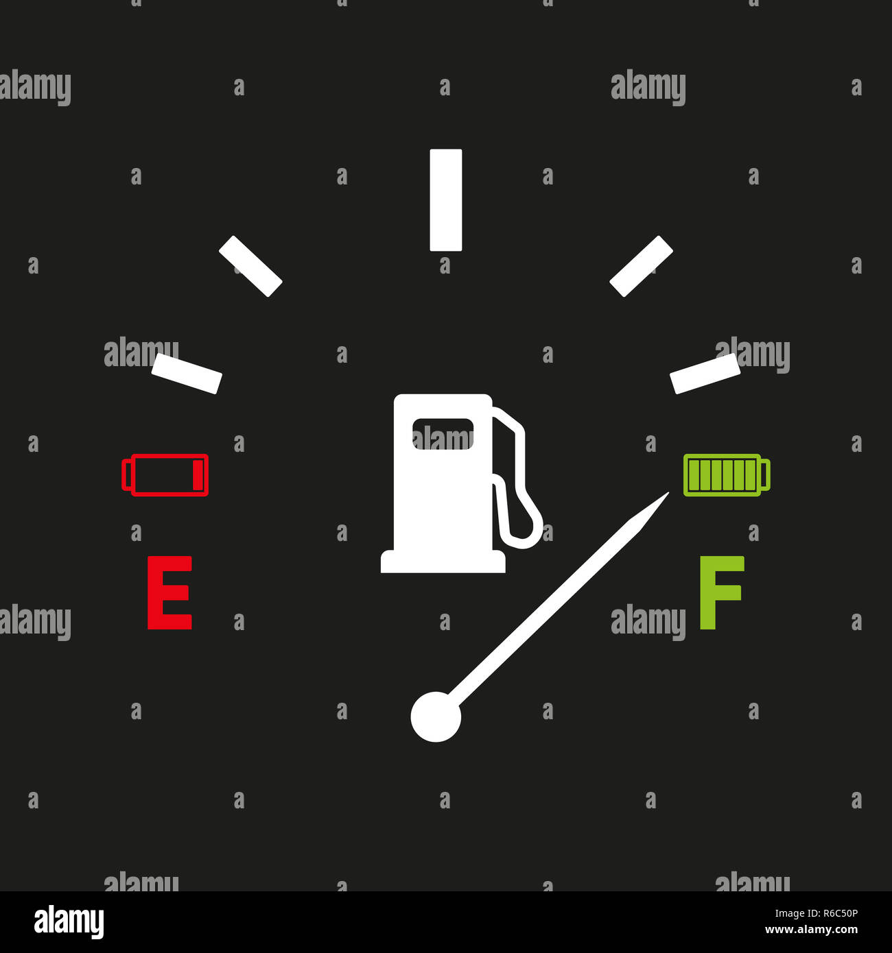 Fuel gauge. Full tank indication. Vector illustration isolated on gray ...
