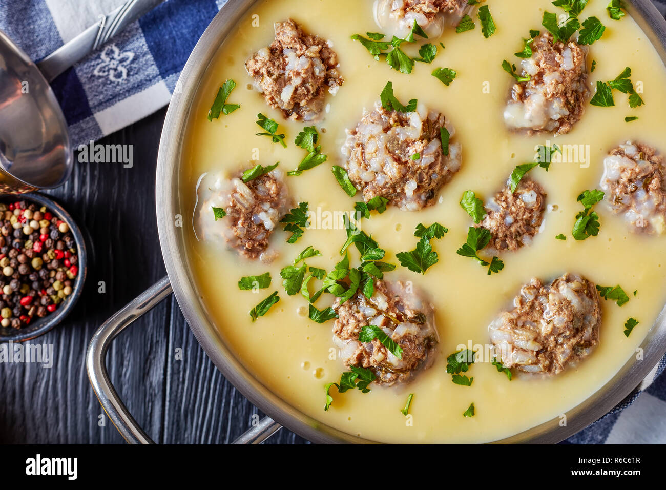 Traditional Greek Meatball Soup - Giouvarlakia, Youvarlakia in Egg ...