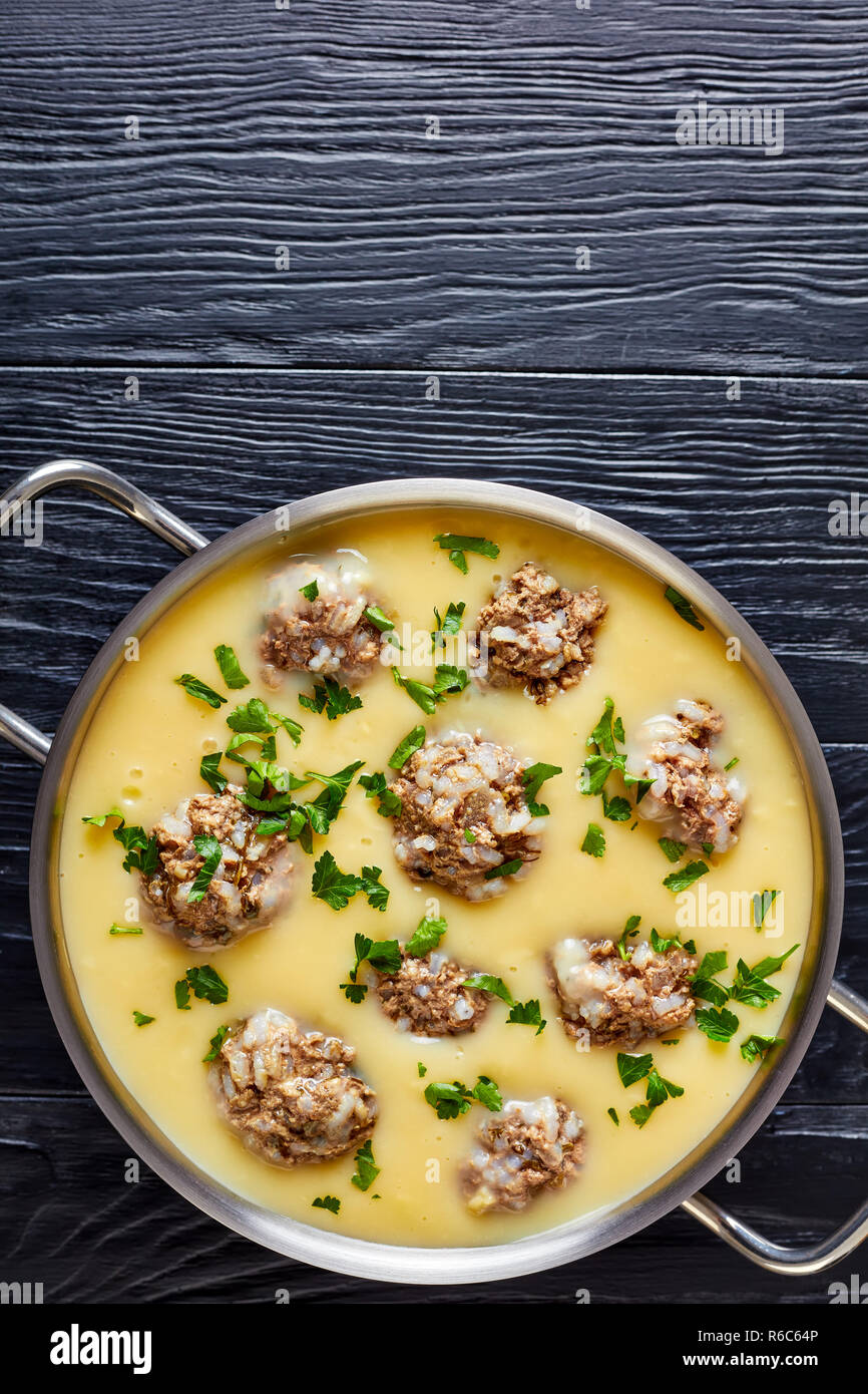 hearty Greek Meatball Soup - Giouvarlakia, Youvarlakia in Egg lemon ...