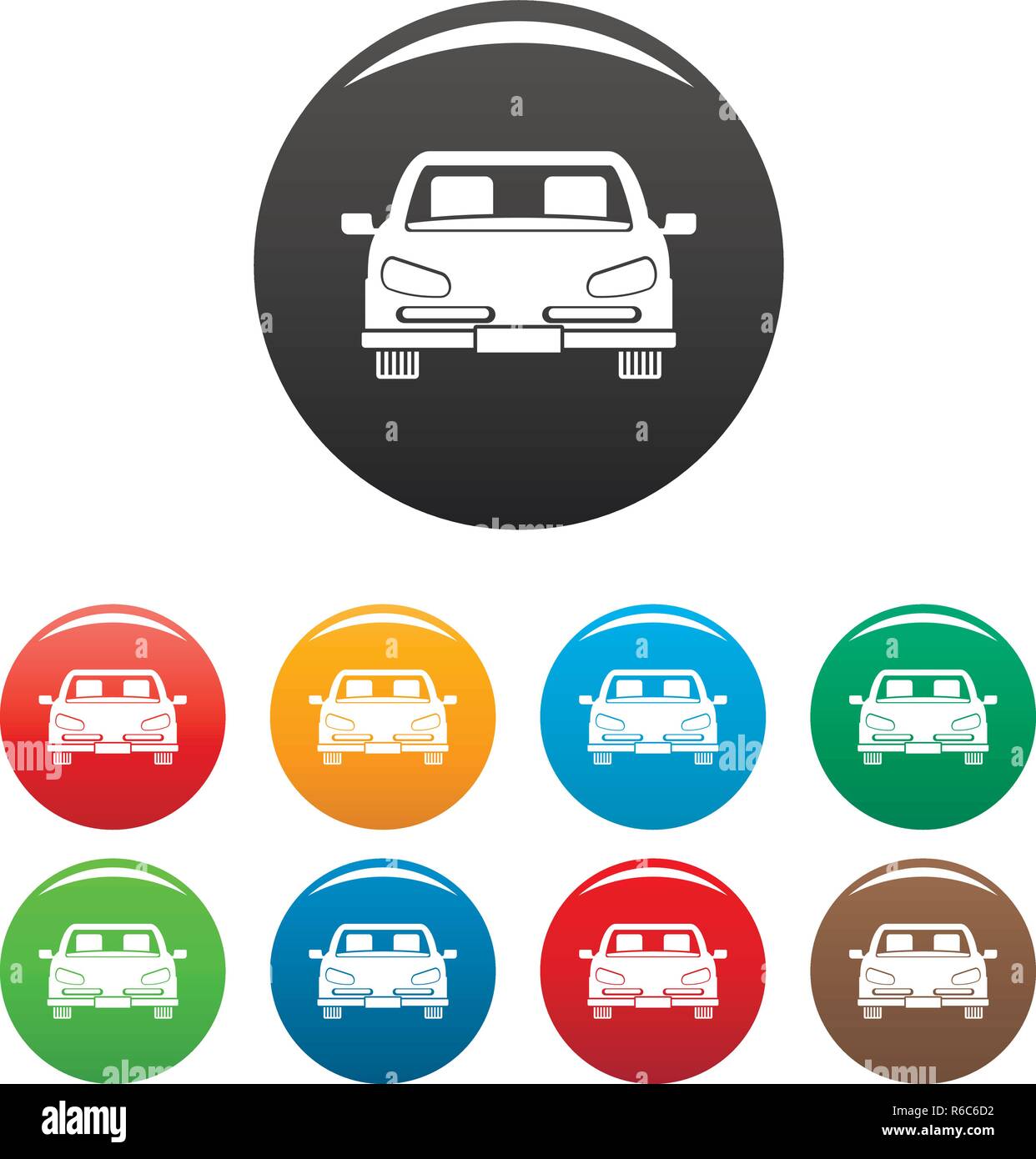 Front car icons set 9 color vector isolated on white for any design ...