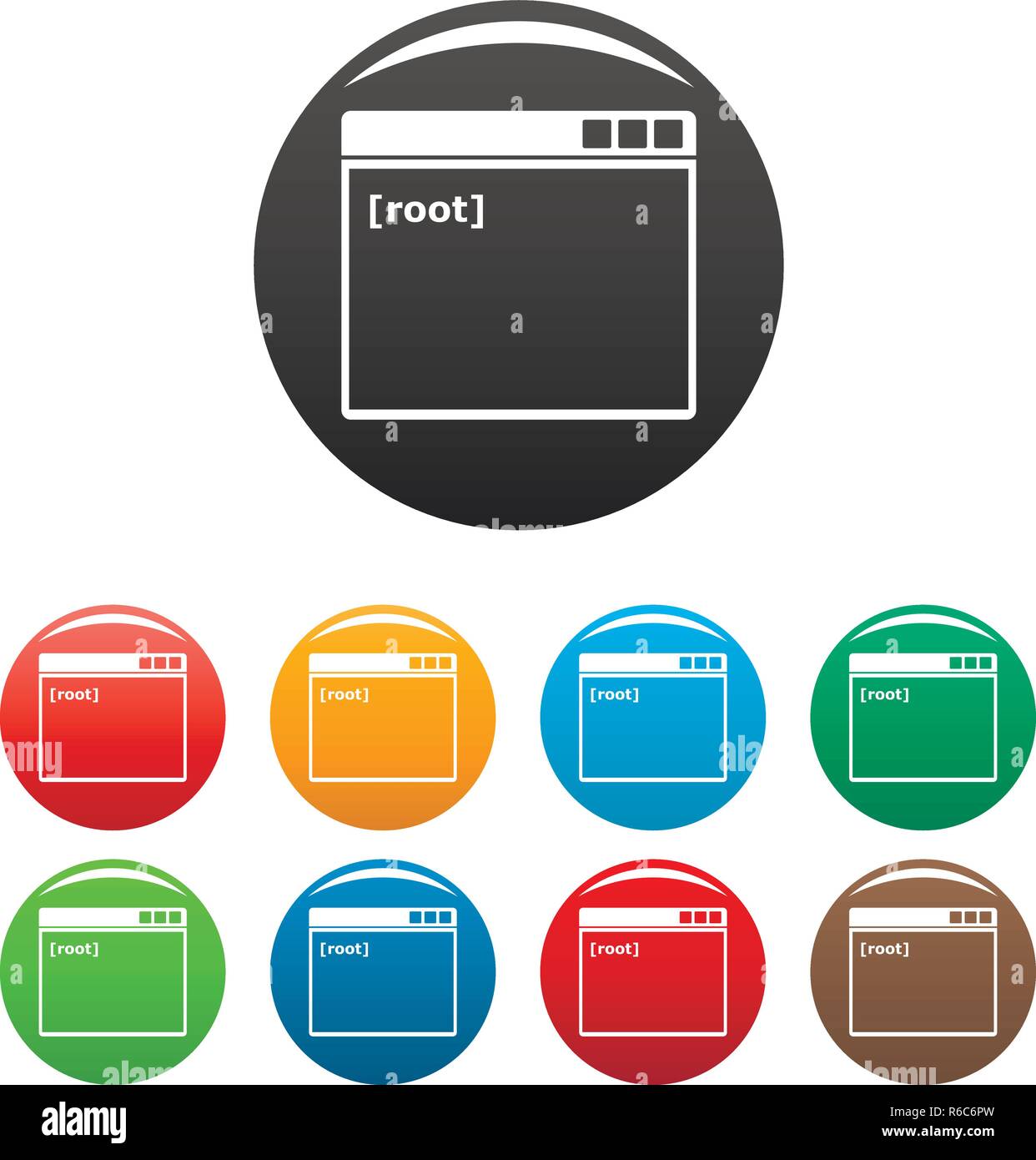 Root window icons set 9 color vector isolated on white for any design ...