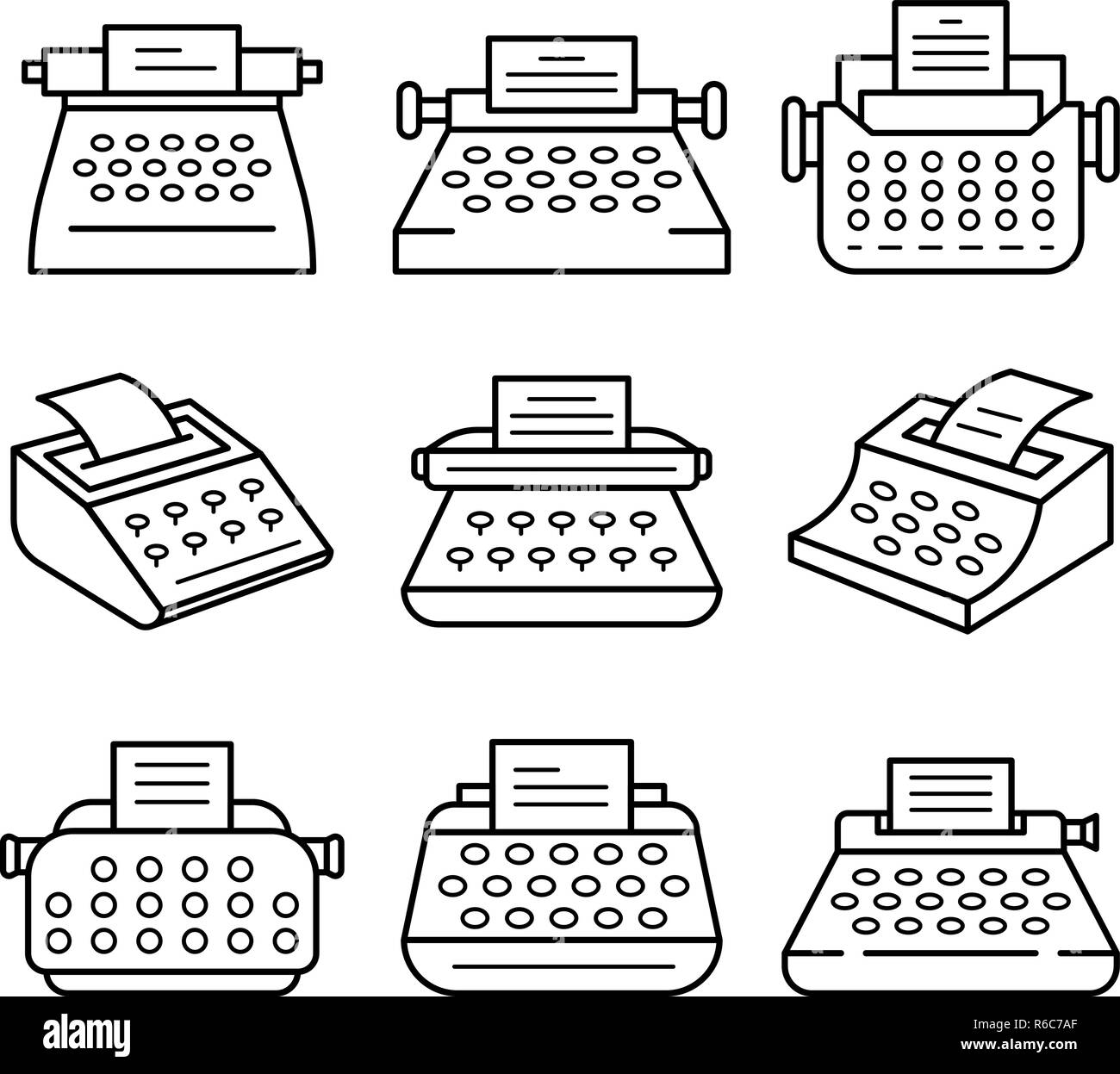 Typewriter icon set, outline style Stock Vector Image & Art - Alamy